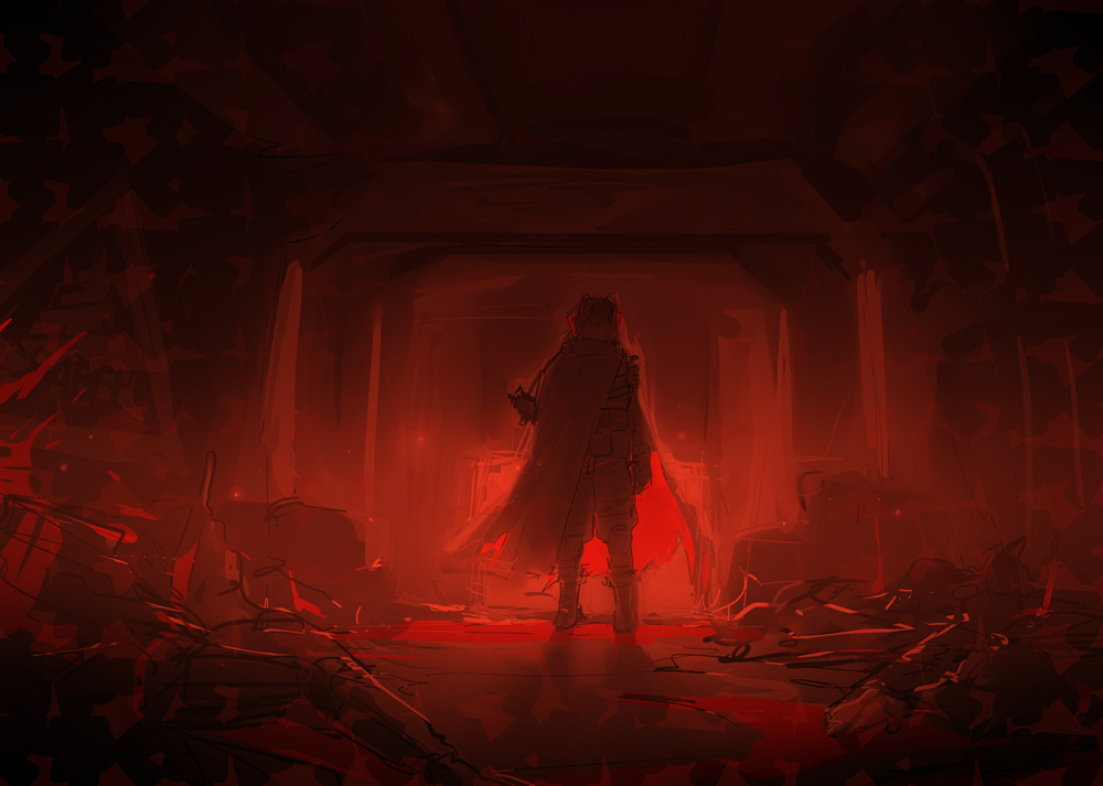 Safebooru - 1girl arknights backlighting cloak full body indoors ...