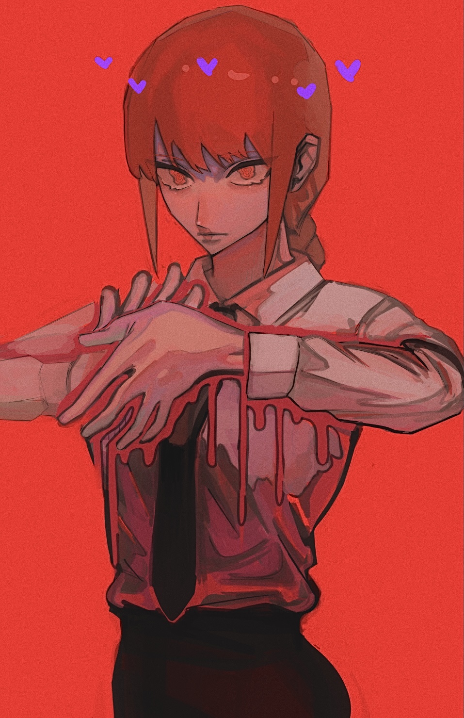 Safebooru - 1girl black necktie blood braid braided ponytail chainsaw man collared shirt ...