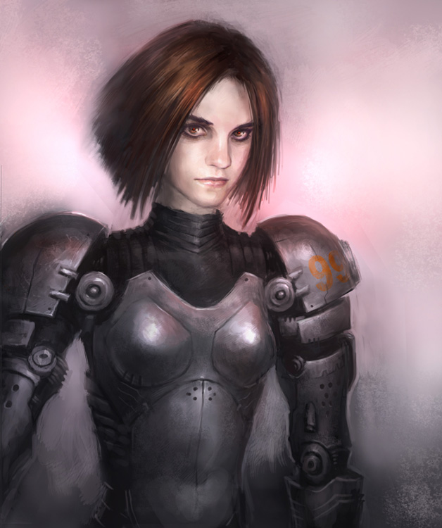 Safebooru - 1girl armor bob cut cyberpunk cyborg gally gunnm lips ...