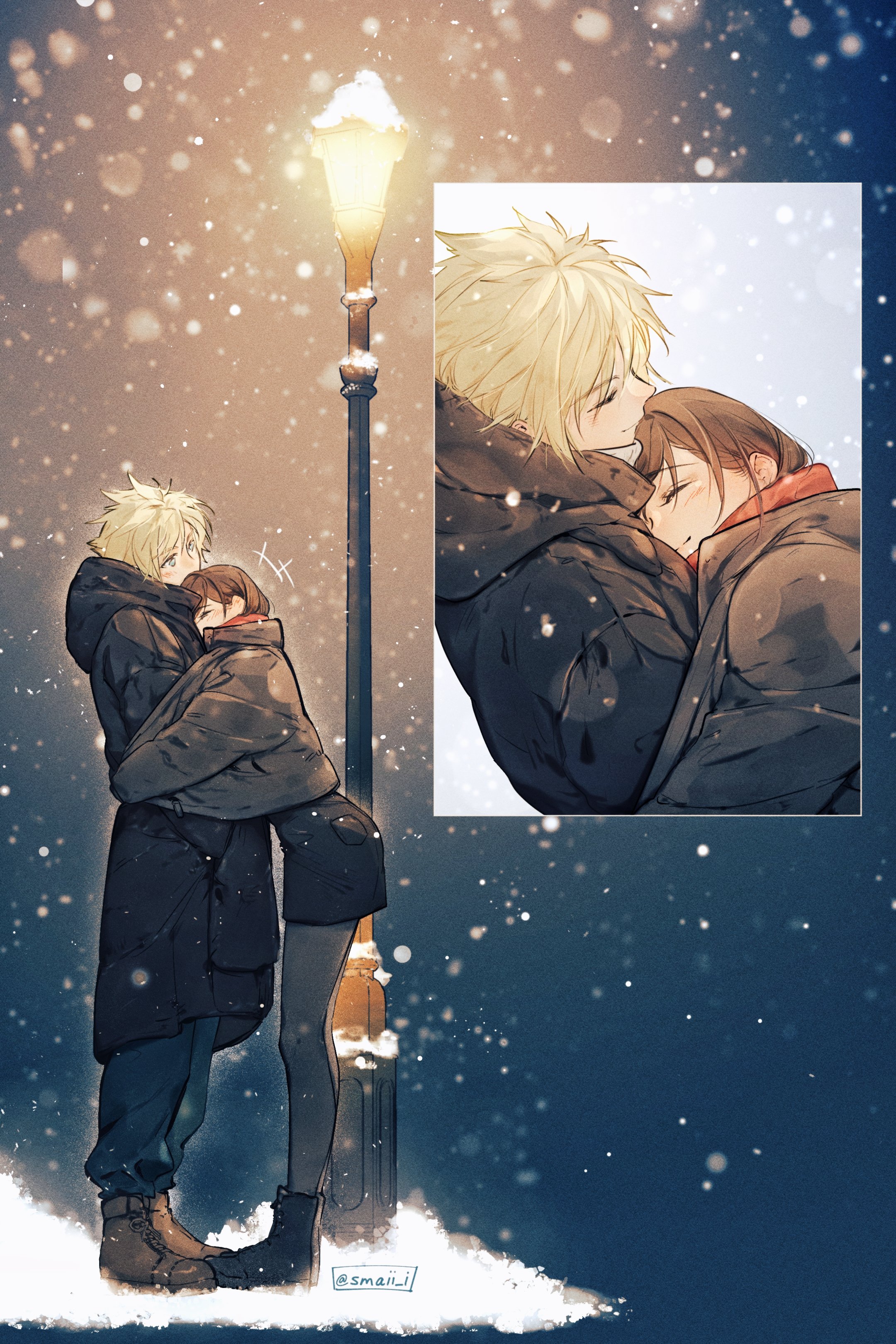 Safebooru - +++ 1boy 1girl absurdres alternate costume ankle boots baggy pants black coat black ...