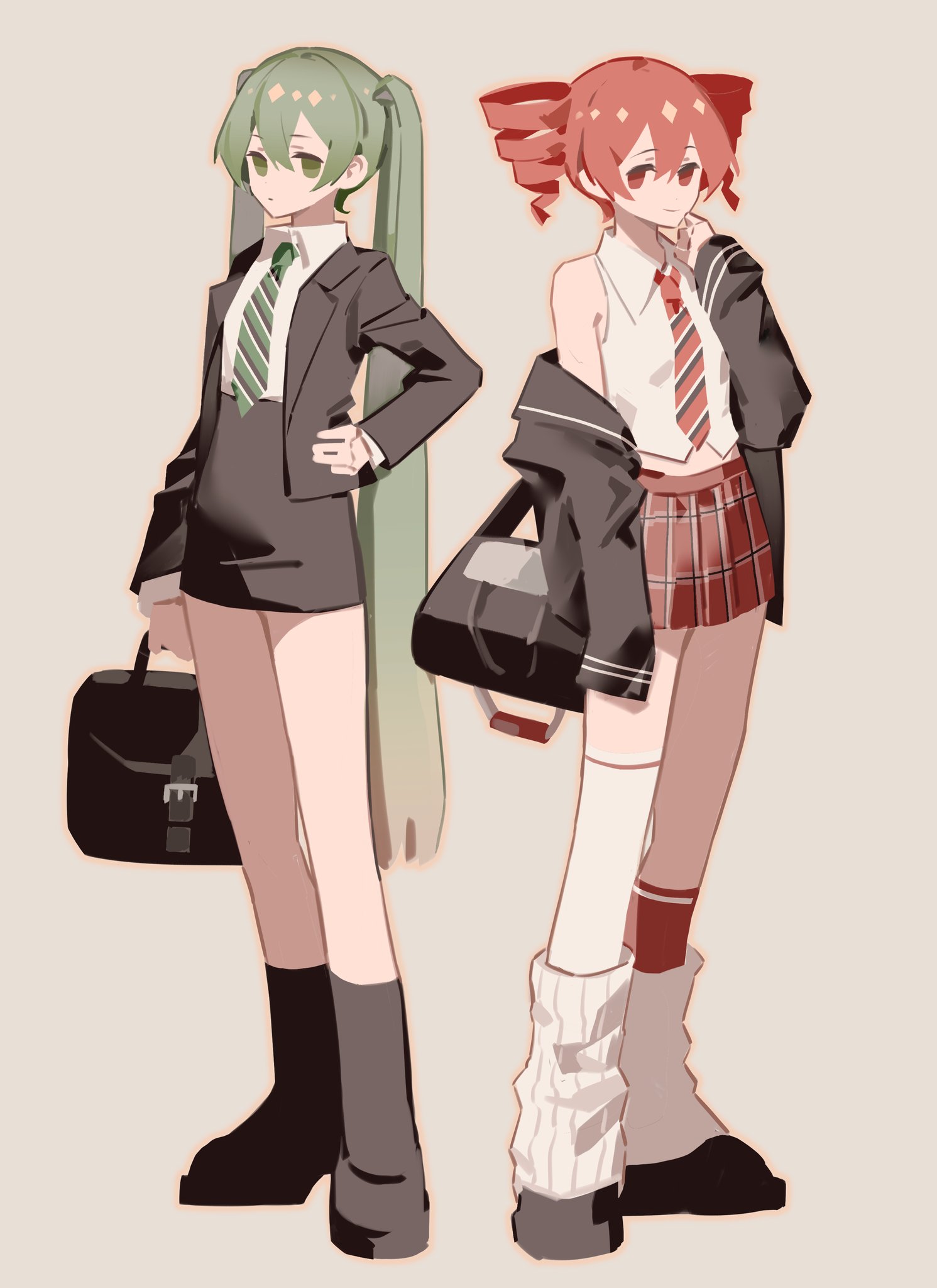 Safebooru - 2girls bag bare shoulders breasts chouti ttt collared shirt drill hair eyelashes ...