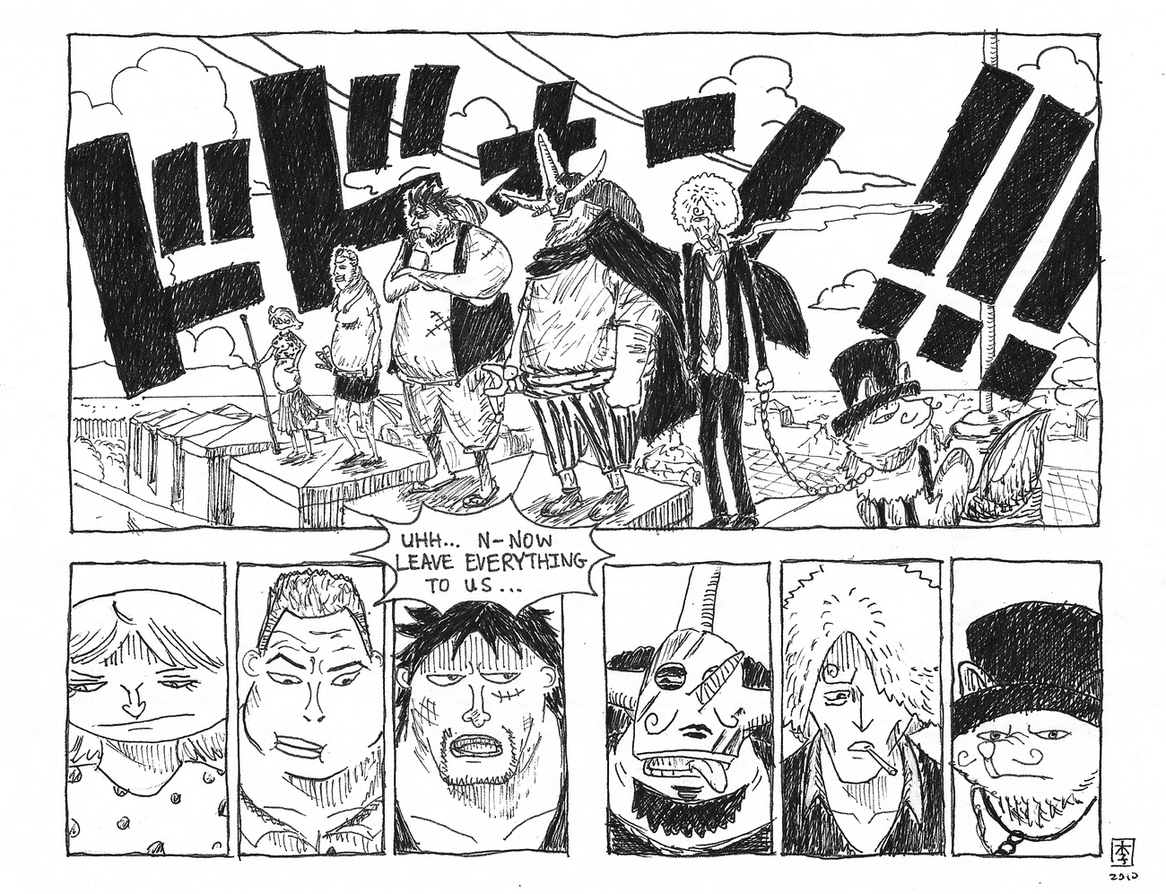 Safebooru - 1girl 4boys animal chocolat (one piece) demalo black drip ...