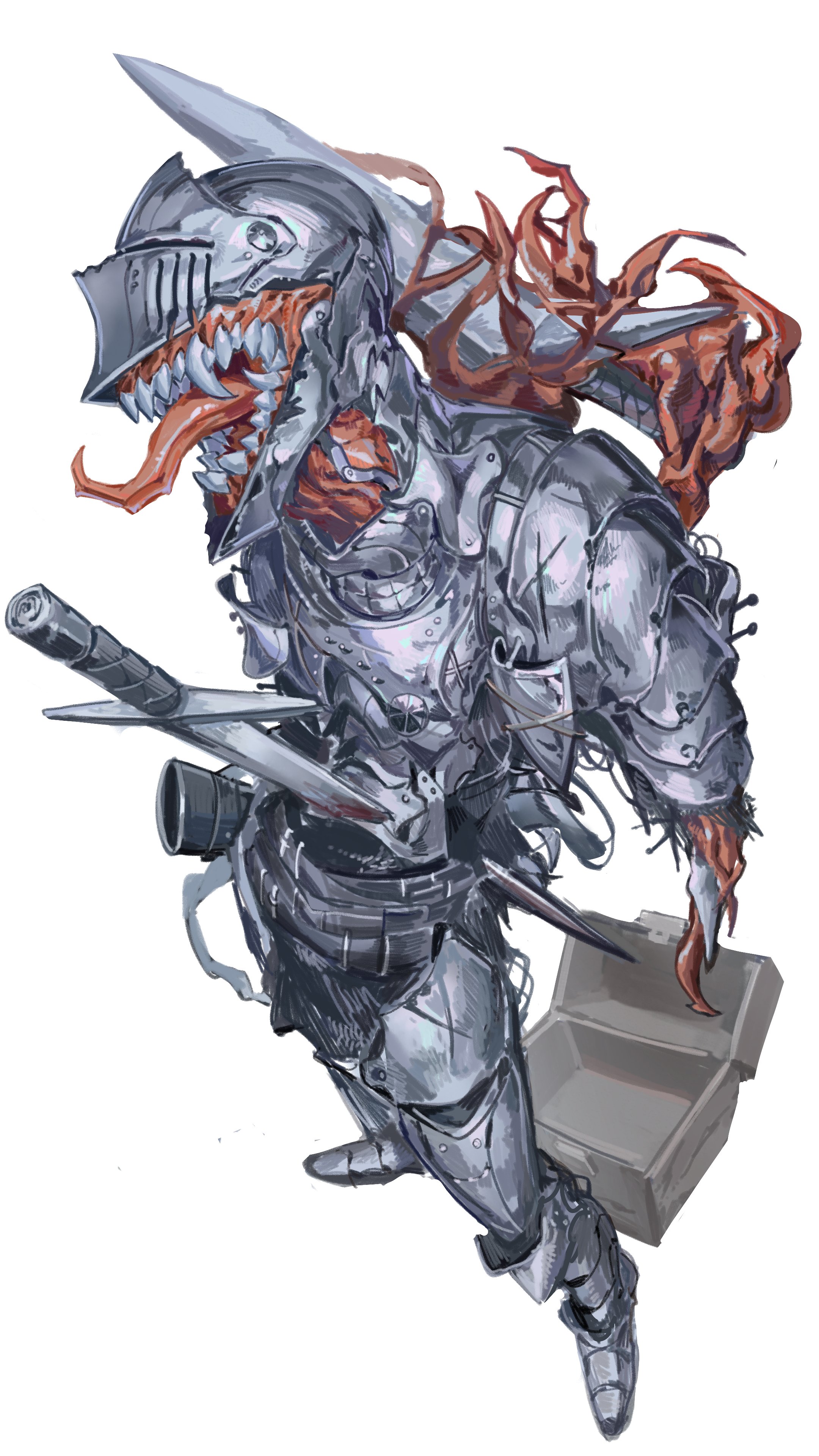 Safebooru - 1boy 1other absurdres armor box breastplate commentary full ...