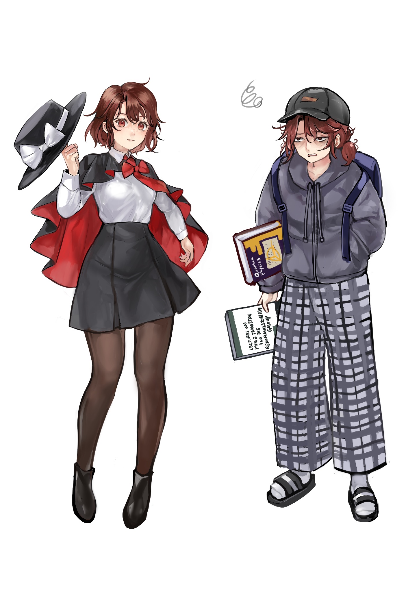 Safebooru - backpack bag baseball cap black capelet black dress book boots bow brown eyes brown ...