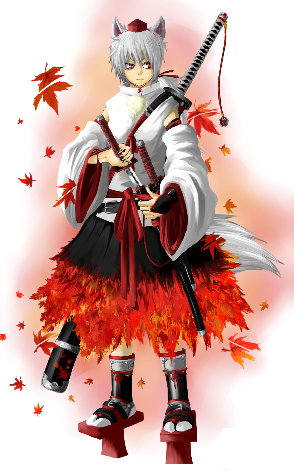 Safebooru - animal ears bad id detached sleeves geta highres inubashiri ...