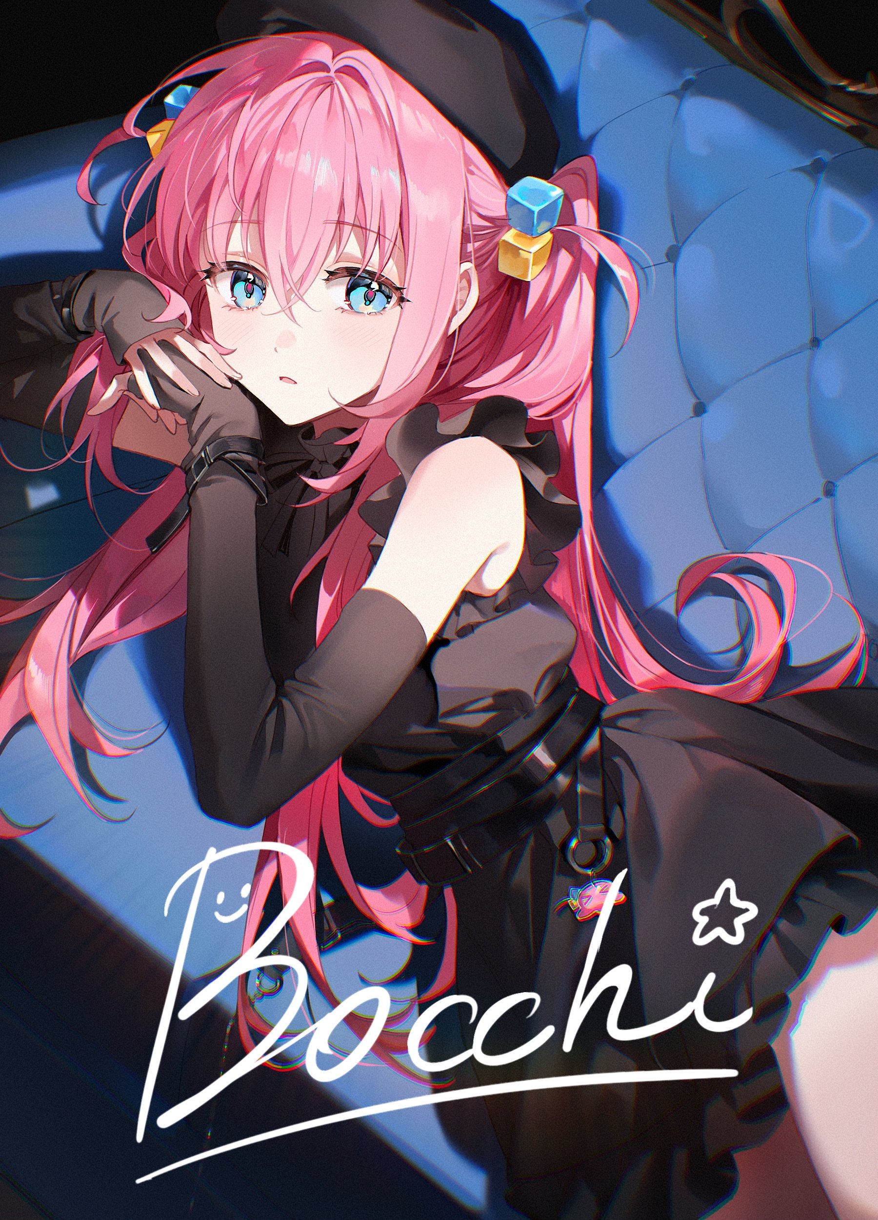 Safebooru - 1girl absurdres belt beret black belt black dress black hat blue eyes bocchi the ...