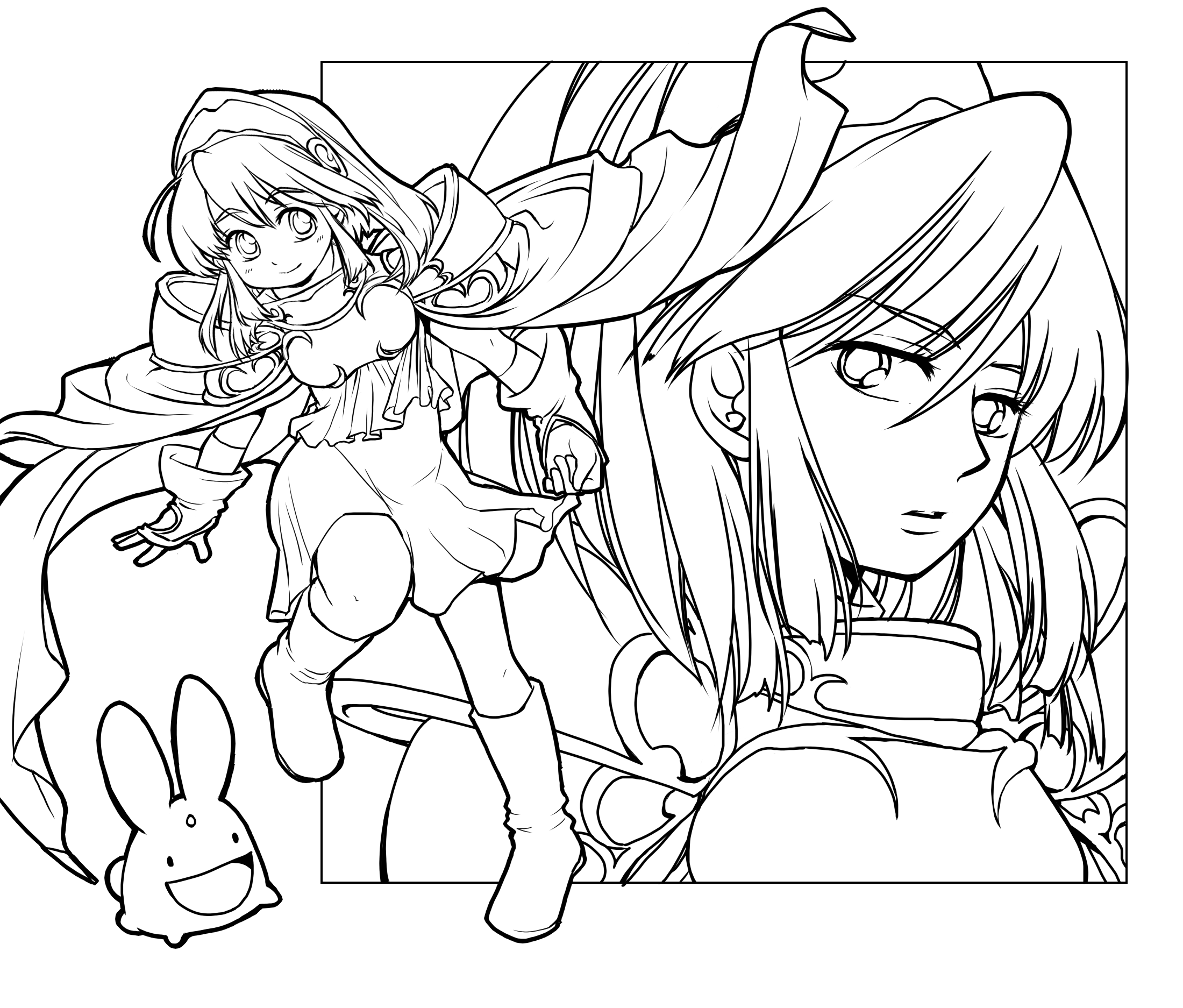 Safebooru - 2girls arle nadja armor armored dress boots cape carbuncle (puyopuyo) creature ...