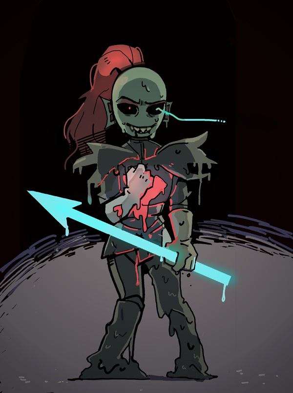 Safebooru - 1girl armor black armor blood glowing glowing eyes grin ...