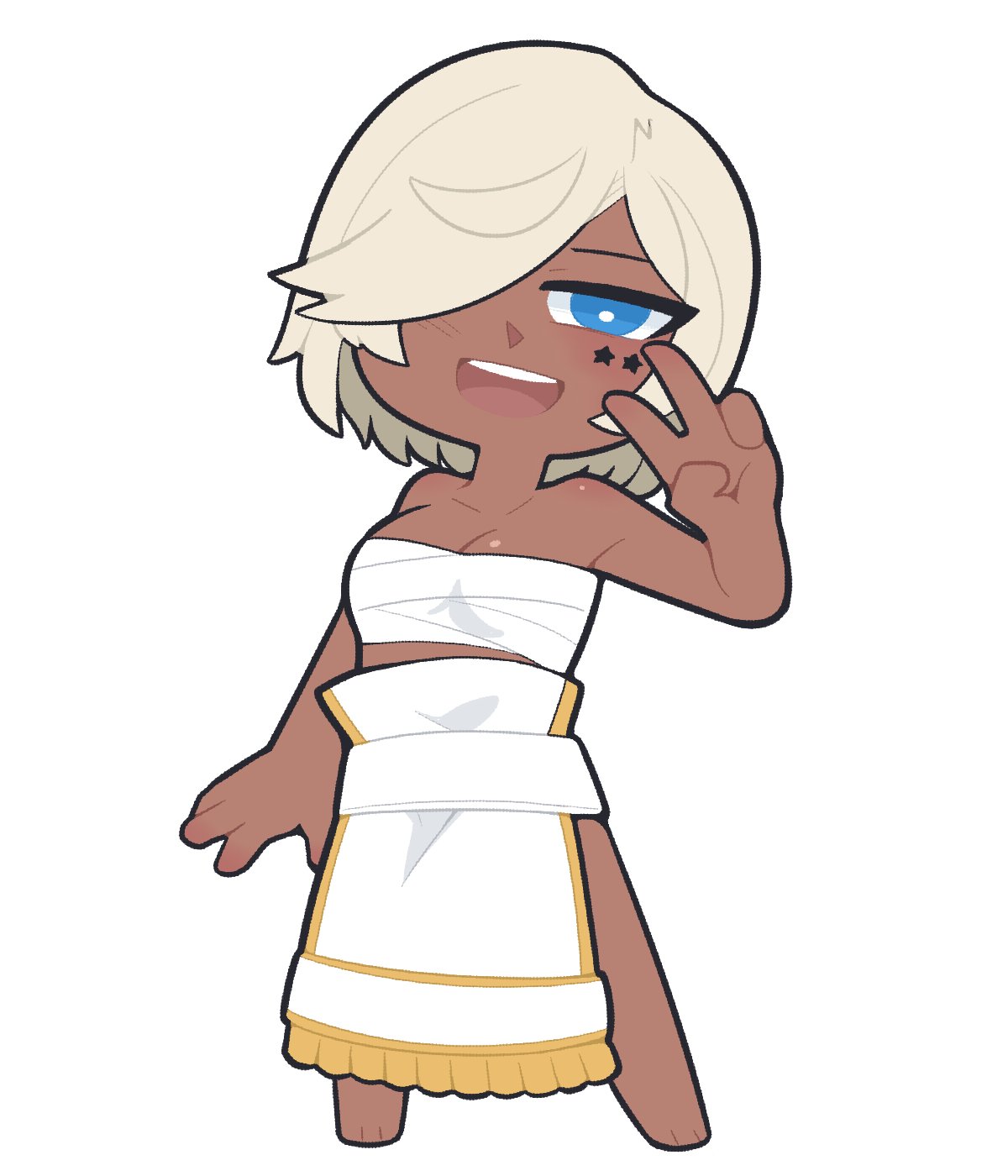 Safebooru - 1girl :d blonde hair blue eyes chest sarashi chibi ...