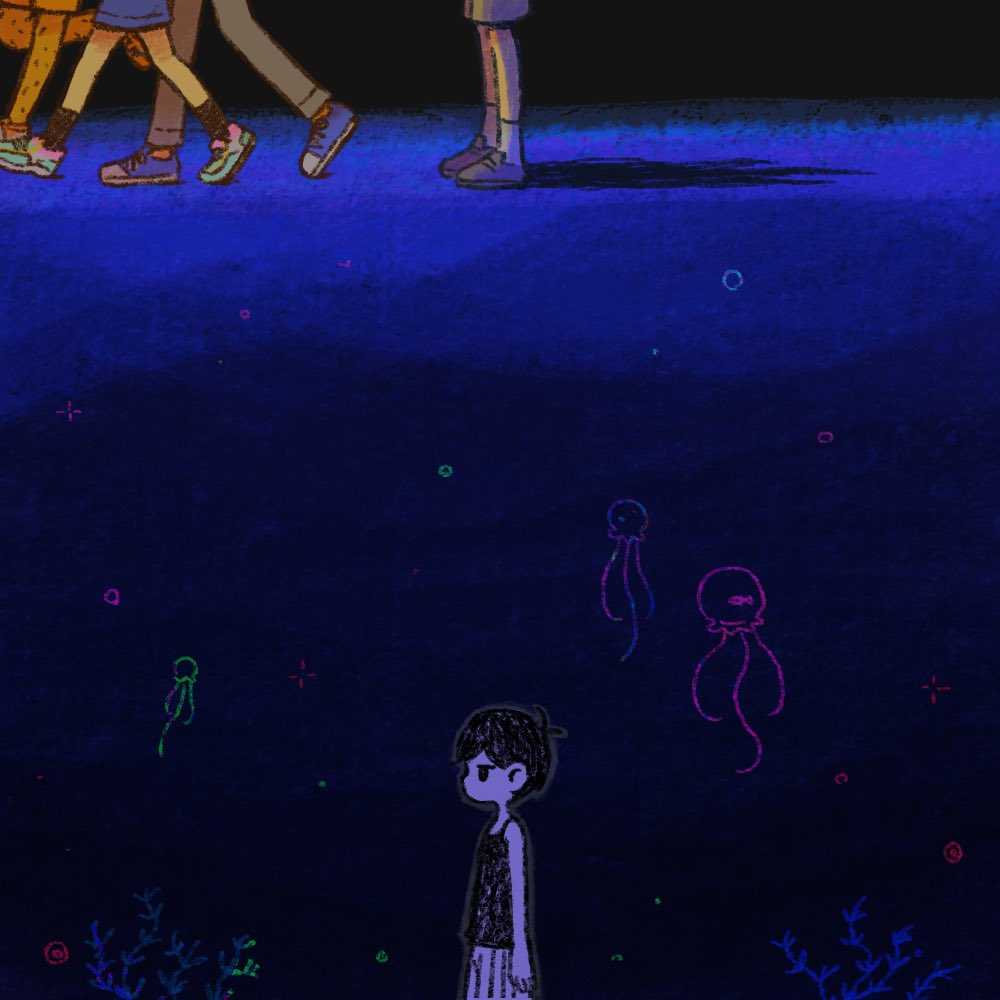 Safebooru - 1girl 4boys antenna hair aubrey (faraway) (omori) aubrey ...
