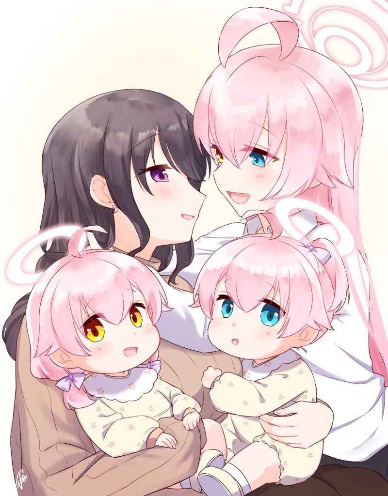 Safebooru - 4girls ahoge baby blue archive blue eyes brown sweater ...
