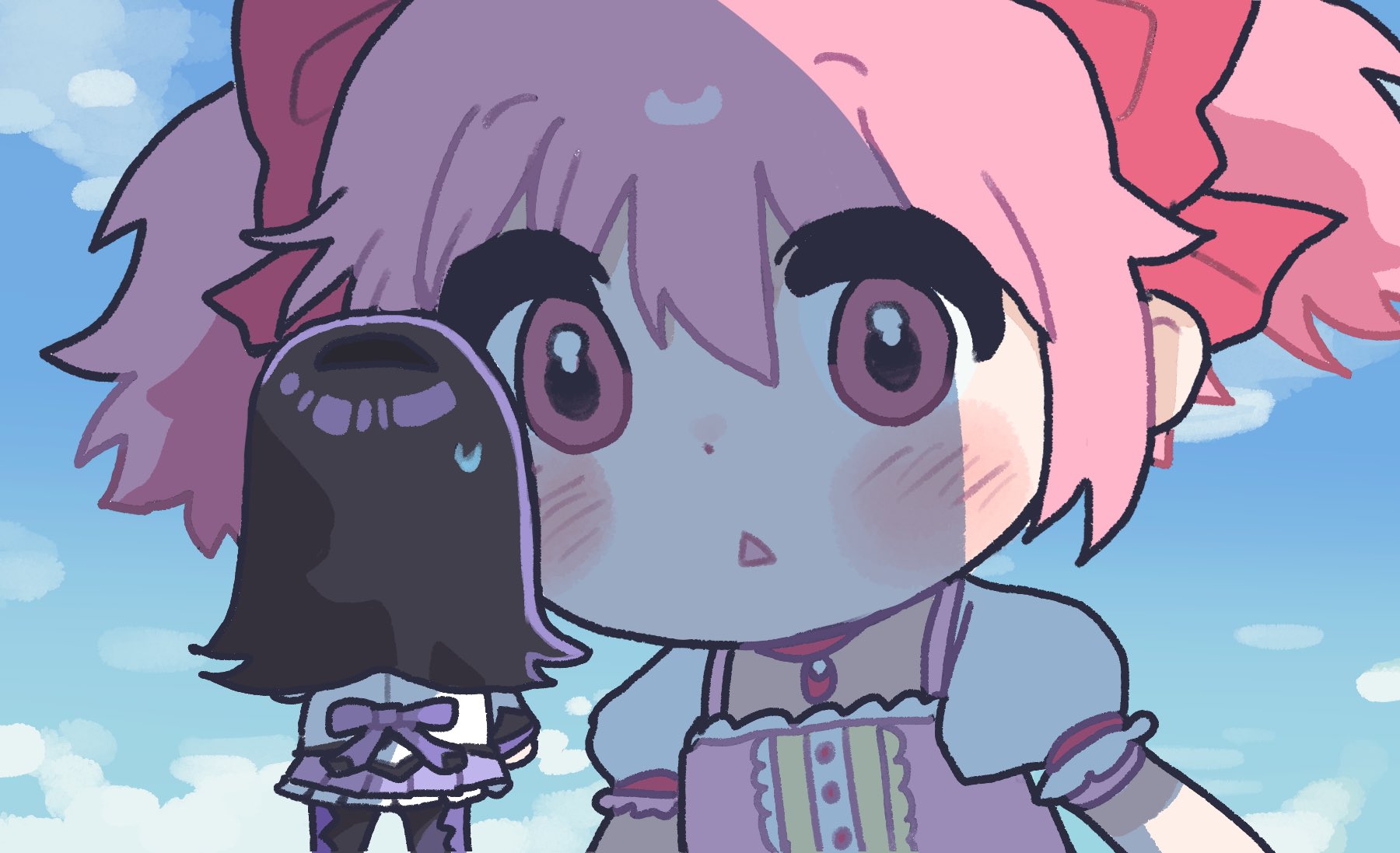 Safebooru - 2girls akemi homura akemi homura (magical girl) argyle clothes argyle thighhighs ...