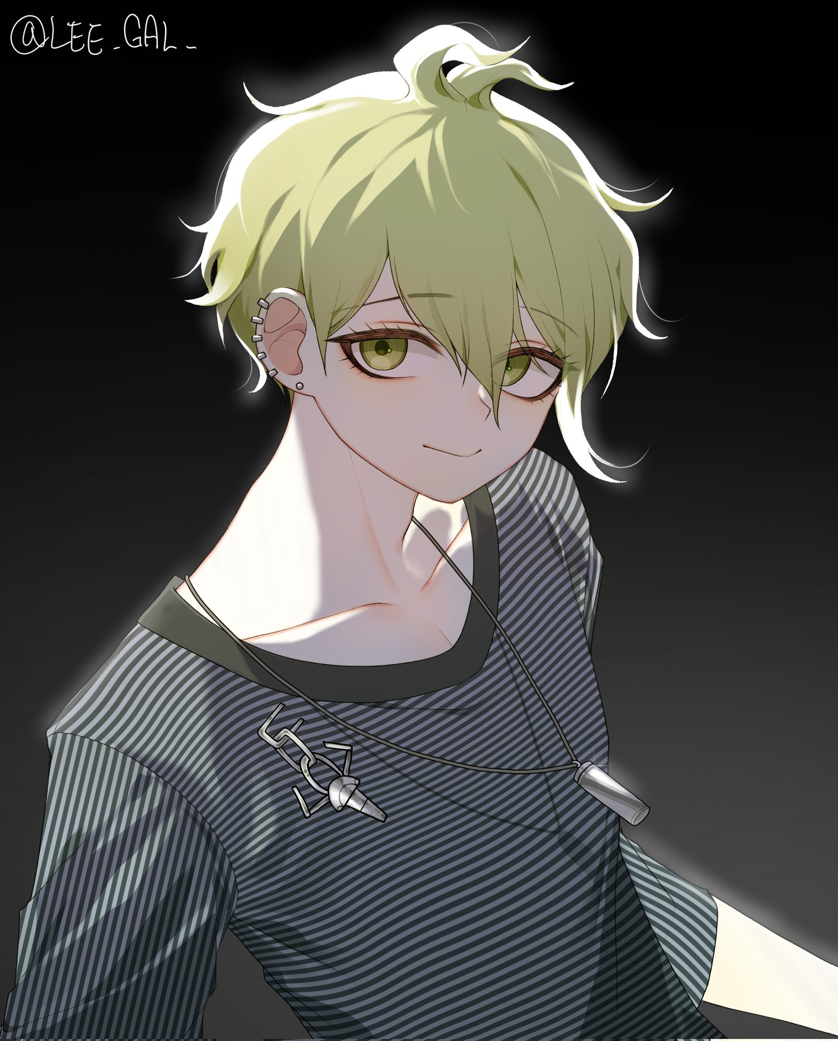 Safebooru - 1boy amami rantaro antenna hair bishounen black background ...