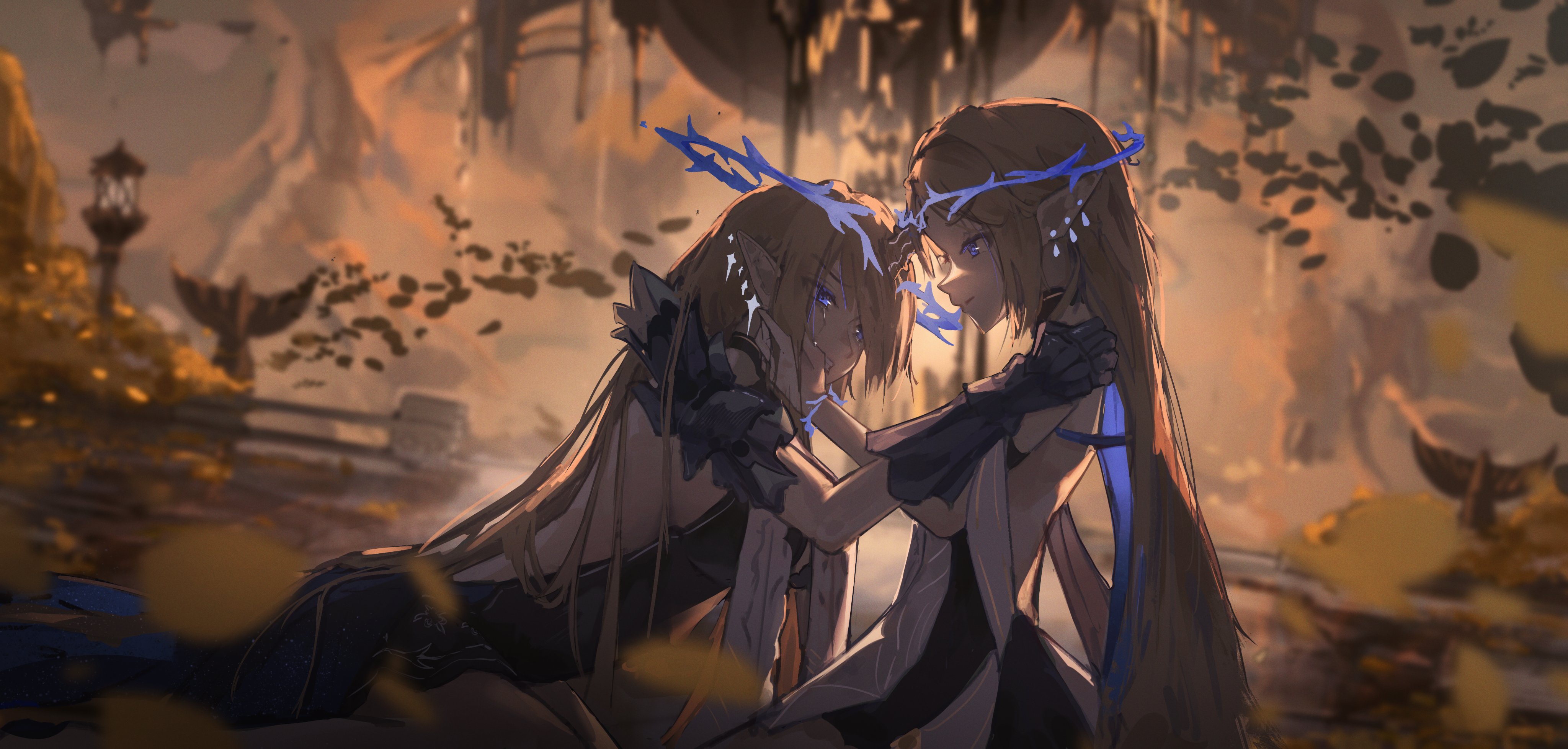 Safebooru - 2girls absurdres black dress blonde hair blue eyes blue ...