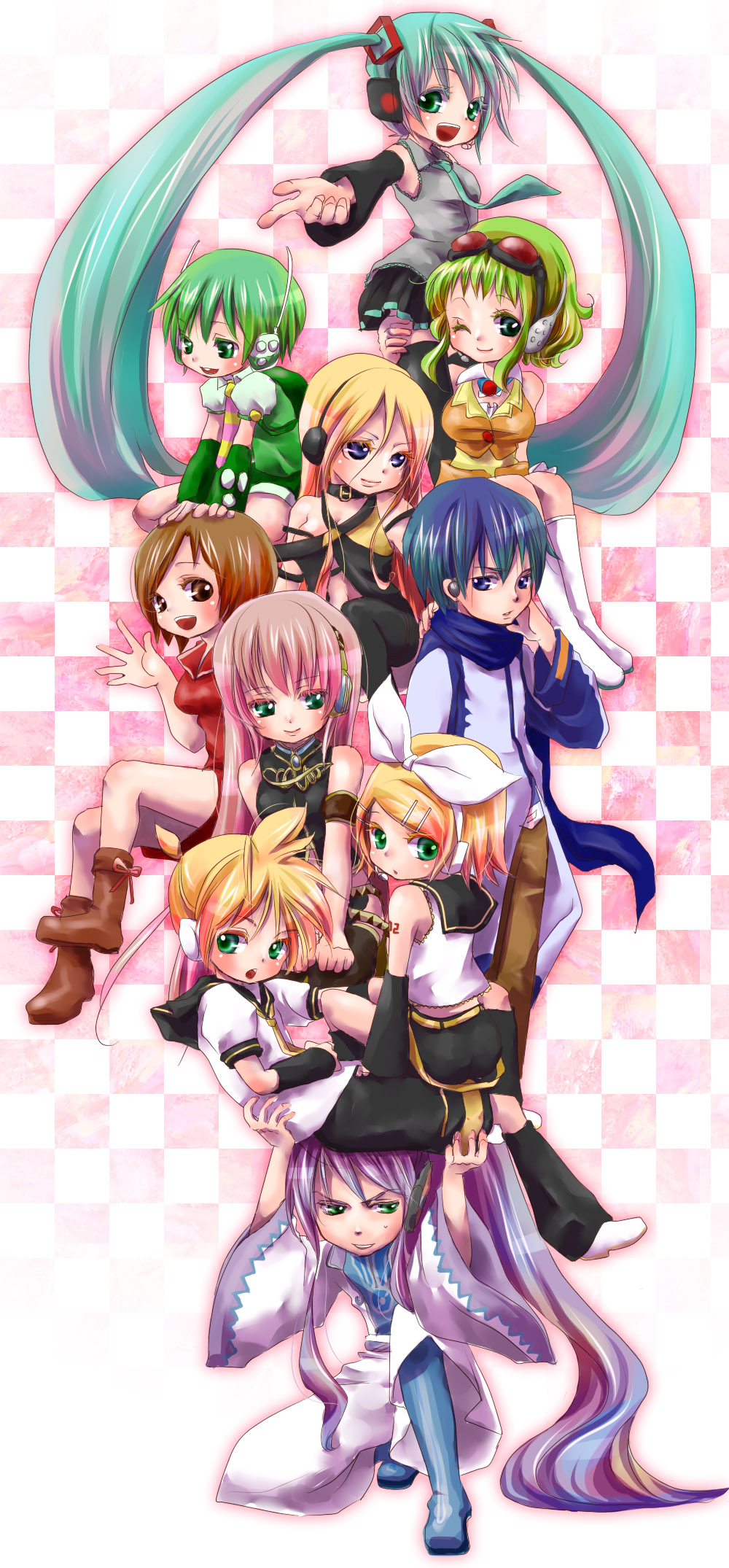 Safebooru - 4boys 6girls blue hair brown hair bucktooth character ...