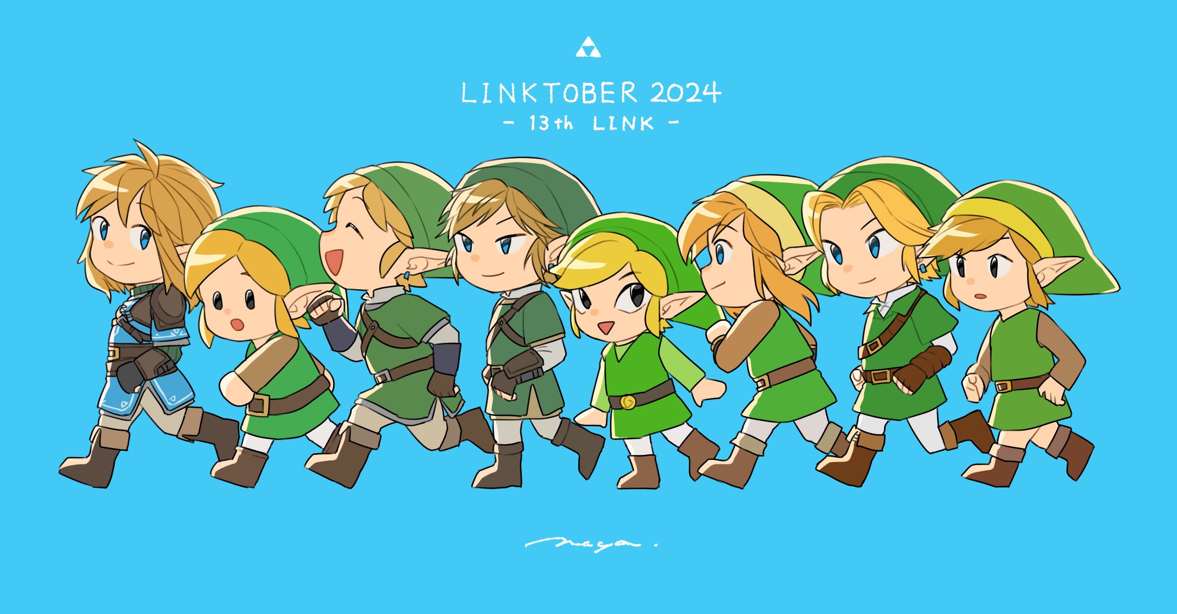 Safebooru - 6+boys :o belt black eyes blonde hair blue background blue eyes blue tunic boots ...