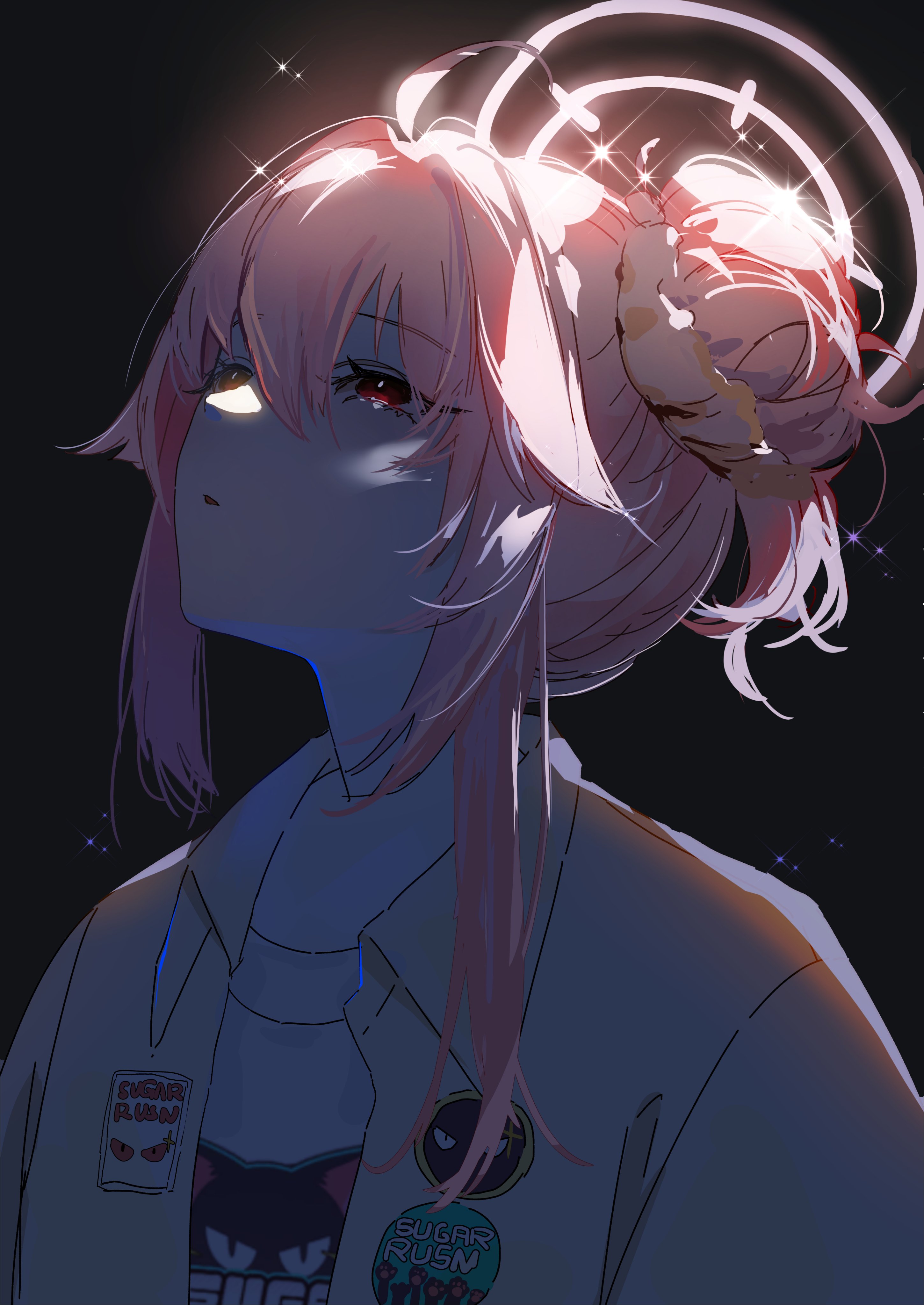 Safebooru - 1girl absurdres ahoge black background blue archive brown ...