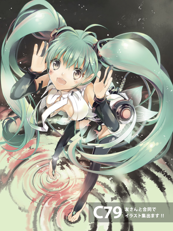 Safebooru - aqua hair barefoot bridal gauntlets feet hatsune miku ...