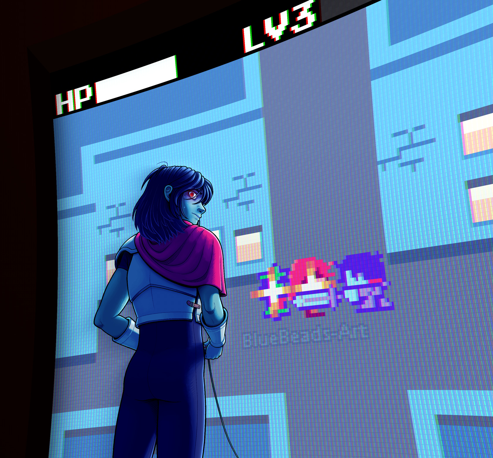 Safebooru - 1other alt text armor artist name blue hair blue skin ...