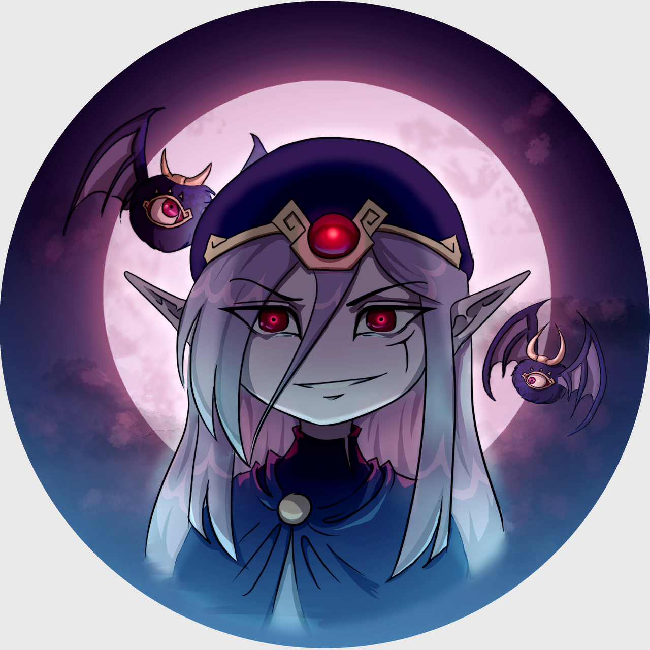 Safebooru - anime coloring bat wings blue background capcom circle elf ...