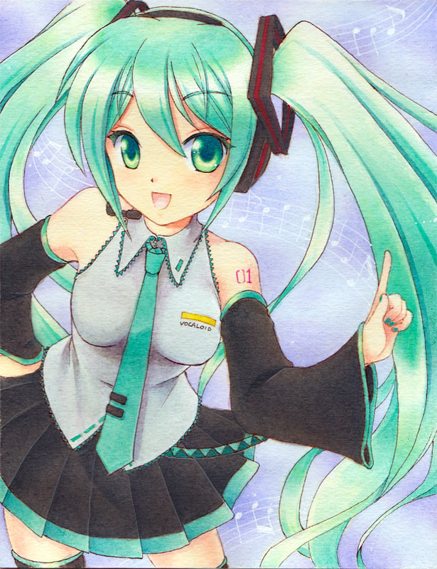 Safebooru - 1girl acrylic paint (medium) detached sleeves green eyes ...