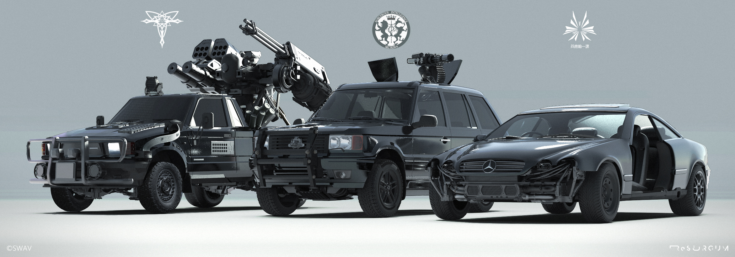 Safebooru - anti-aircraft gun black car car chinese commentary ...