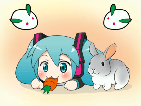 Safebooru - animated animated gif aqua eyes aqua hair bunny carrot ...