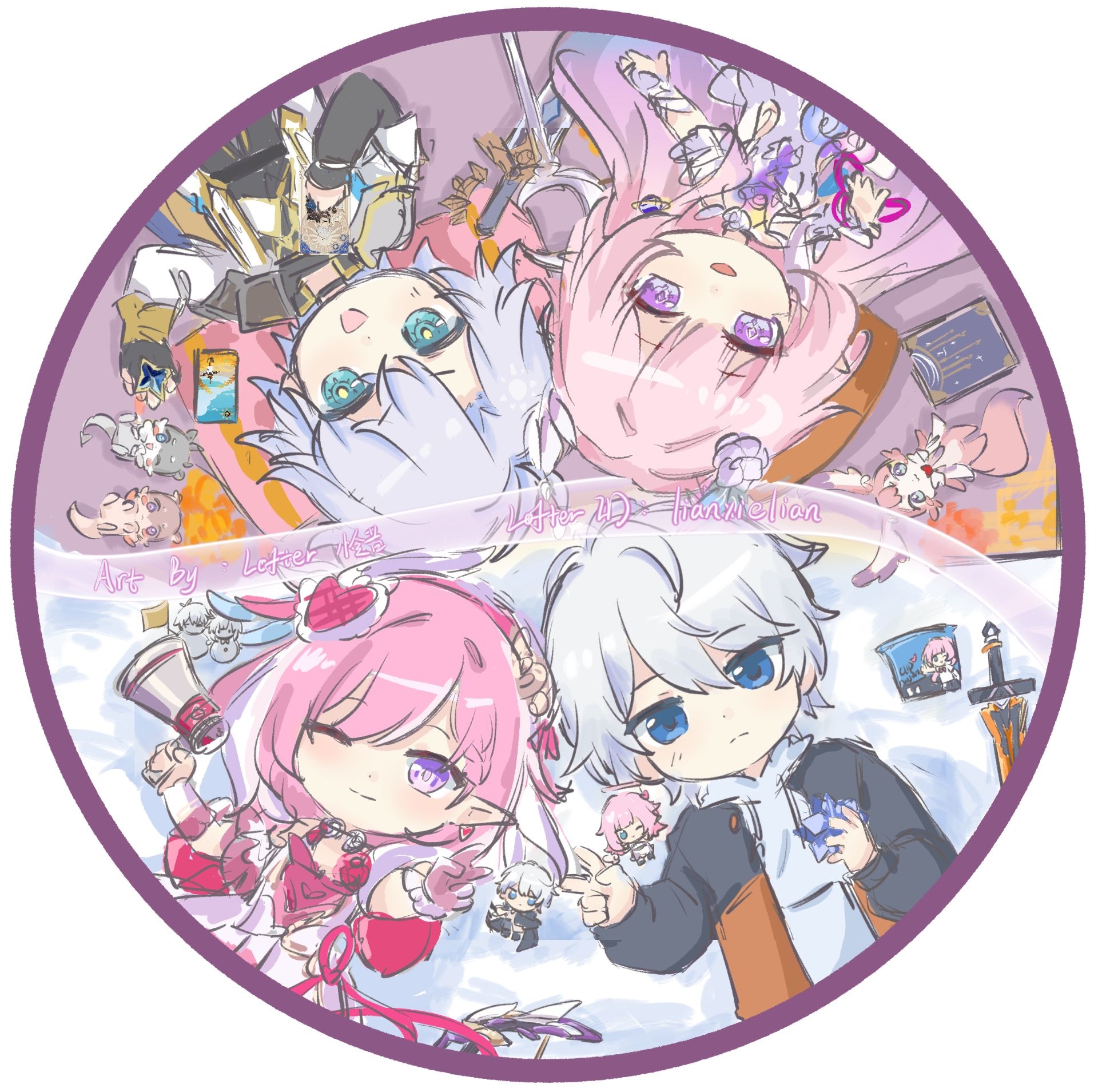 Safebooru - 2boys 2girls blue eyes ceremonial blade (honkai: star rail ...