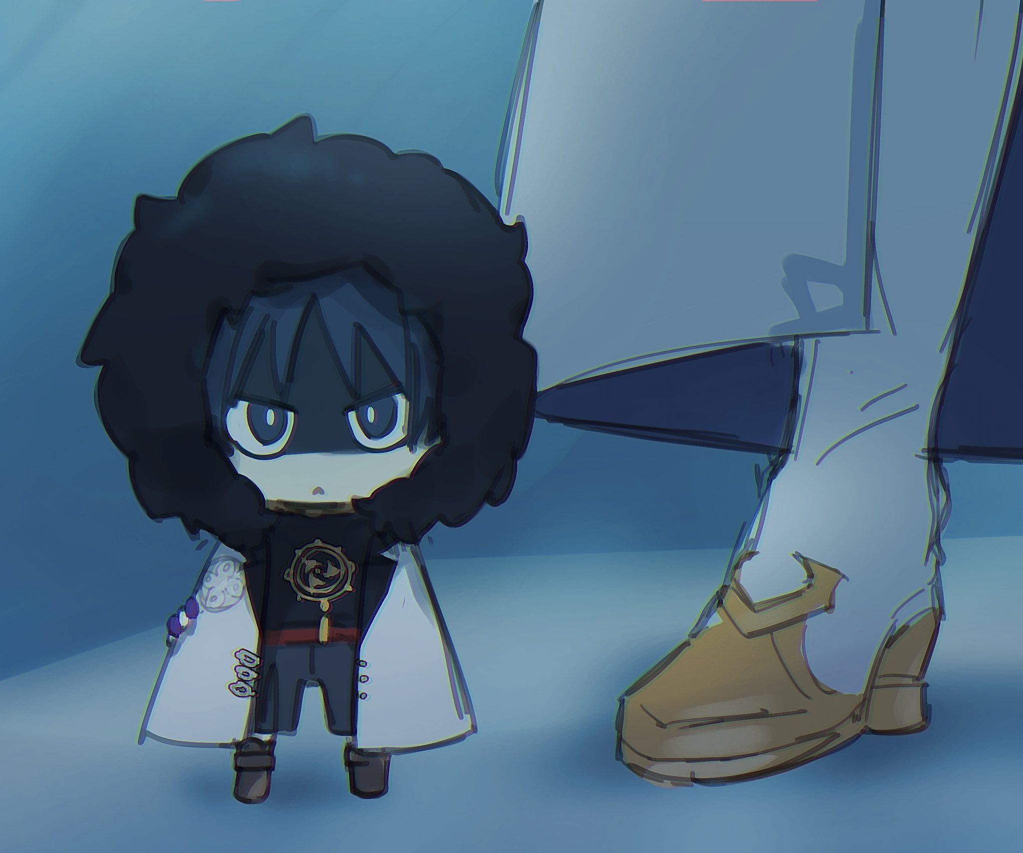 Safebooru - 1boy aiguillette black eyes black hair black shirt black shorts bright pupils brown ...