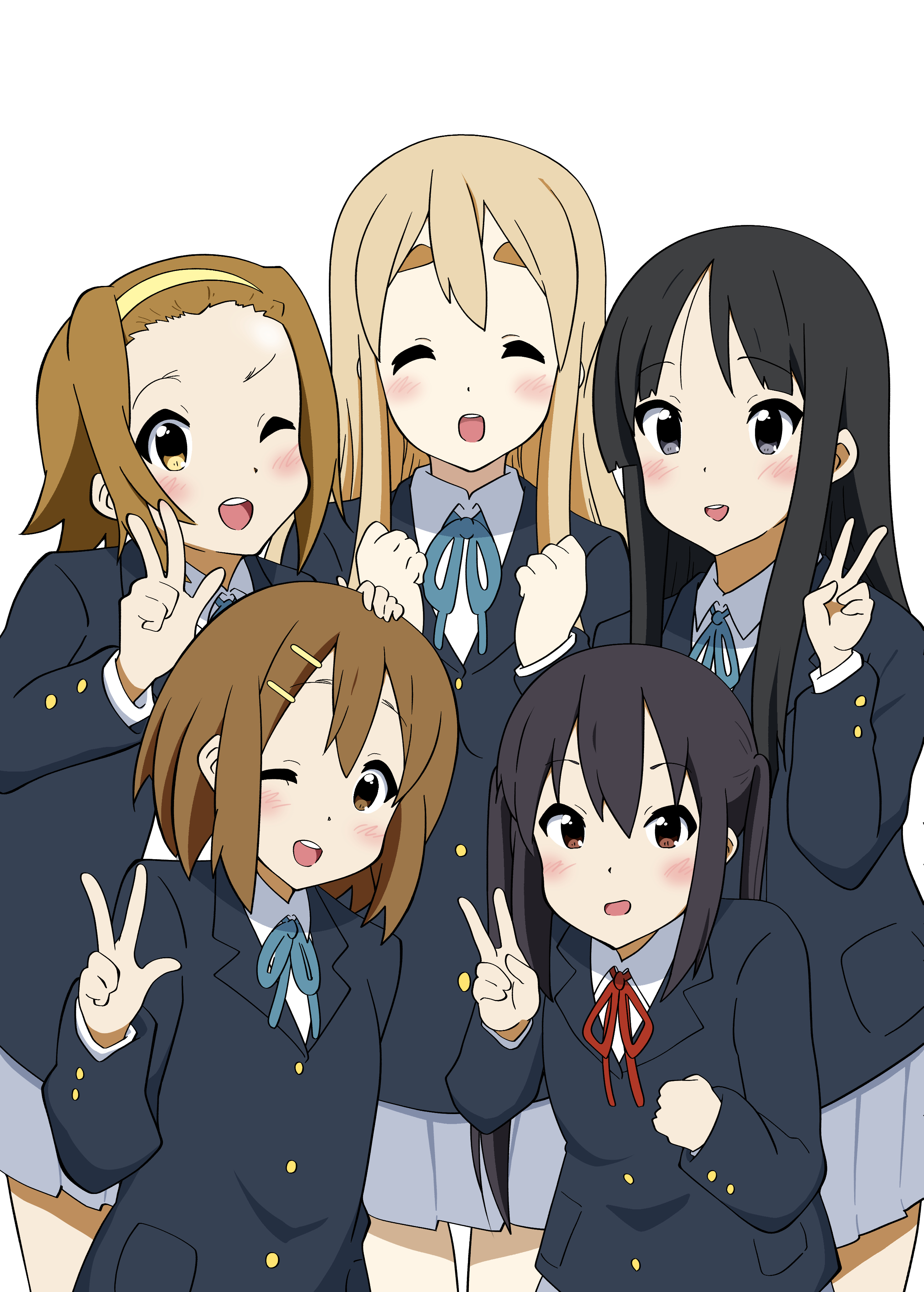 Safebooru - 5girls absurdres akiyama mio black hair blue eyes blue jacket blue ribbon brown eyes ...