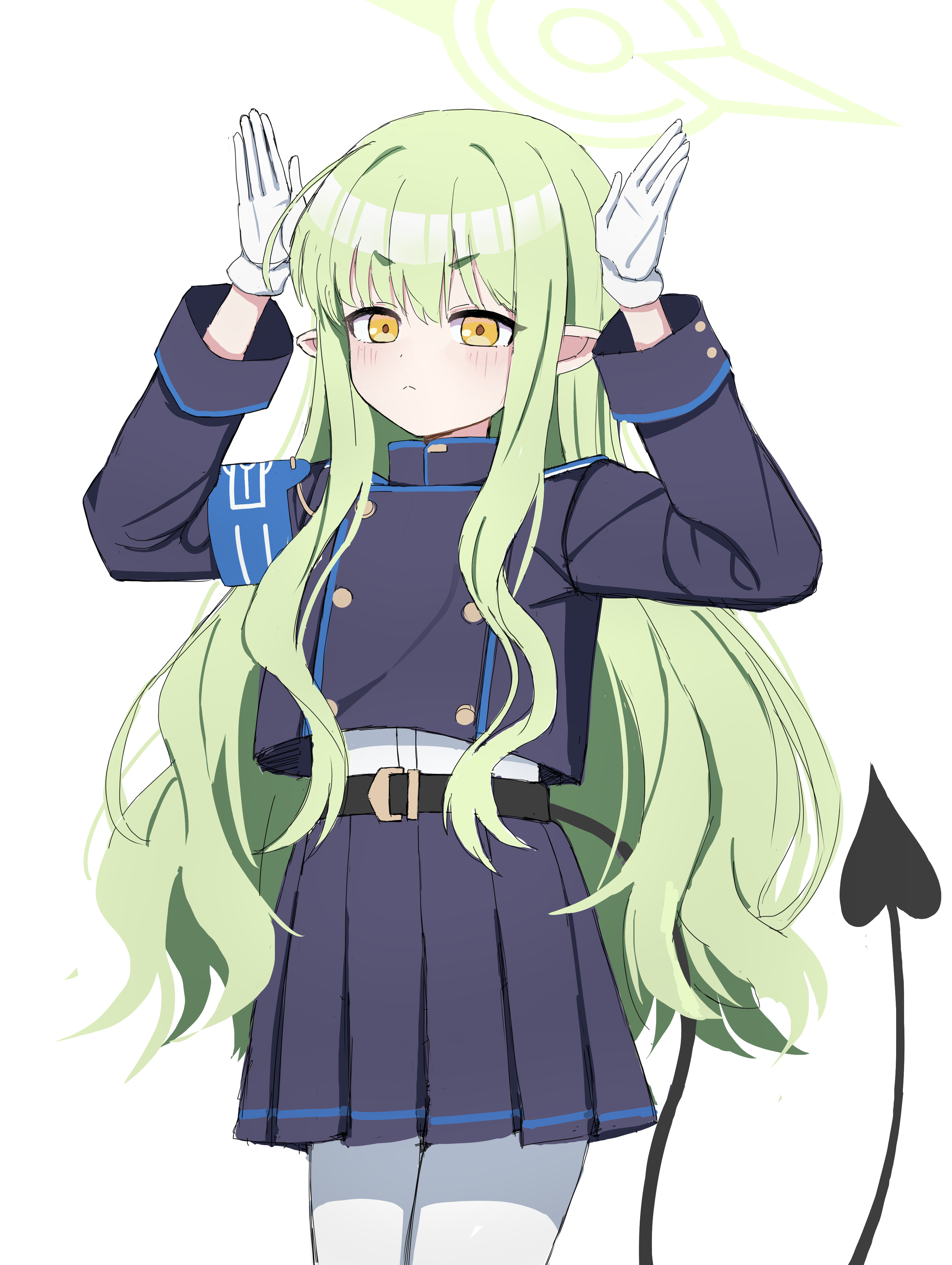 Safebooru - 1girl absurdres armband belt black belt black jacket black skirt black tail blue ...