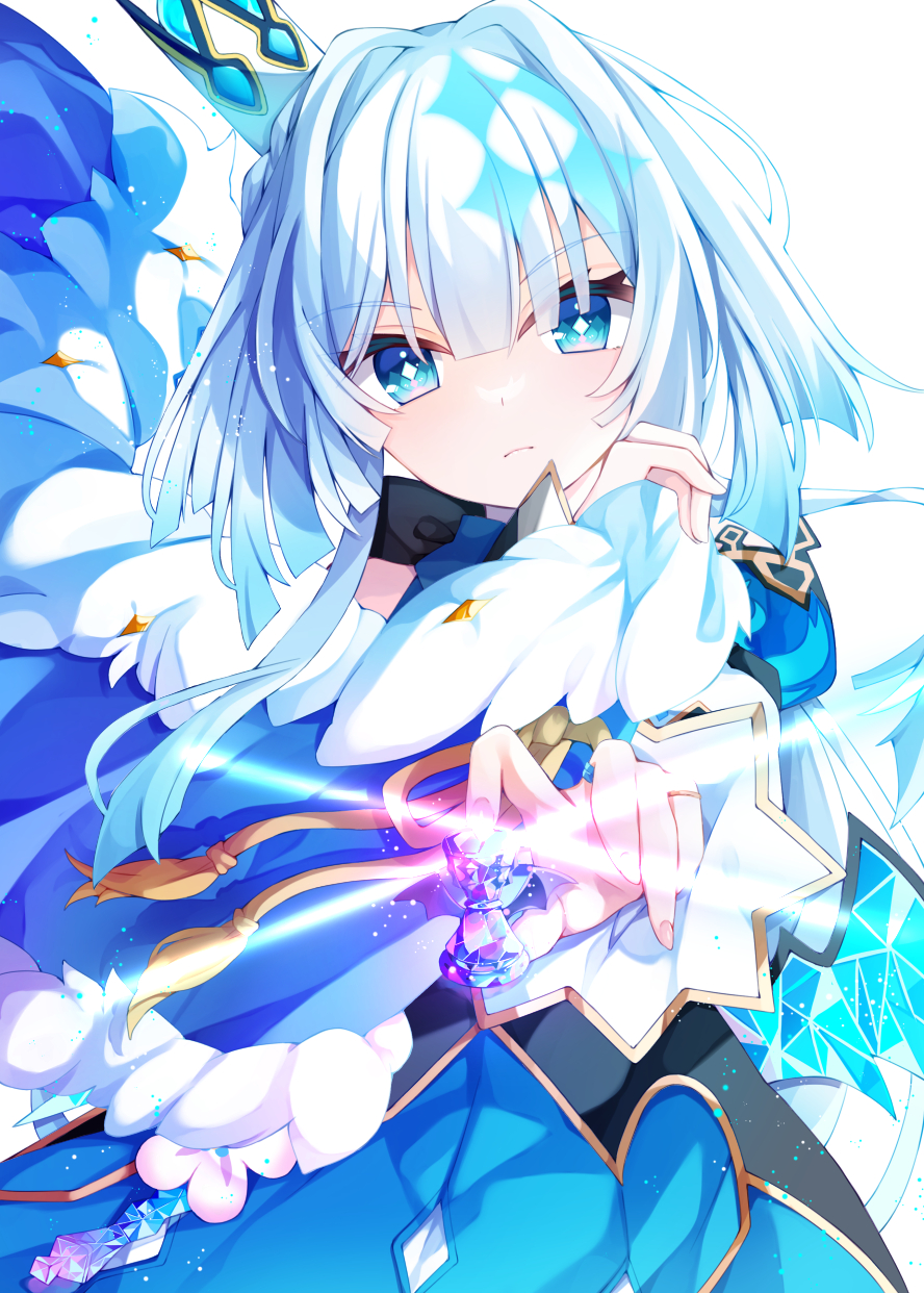 Safebooru - 1girl blue capelet blue dress blue eyes capelet cerydra (honkai: star rail) closed ...