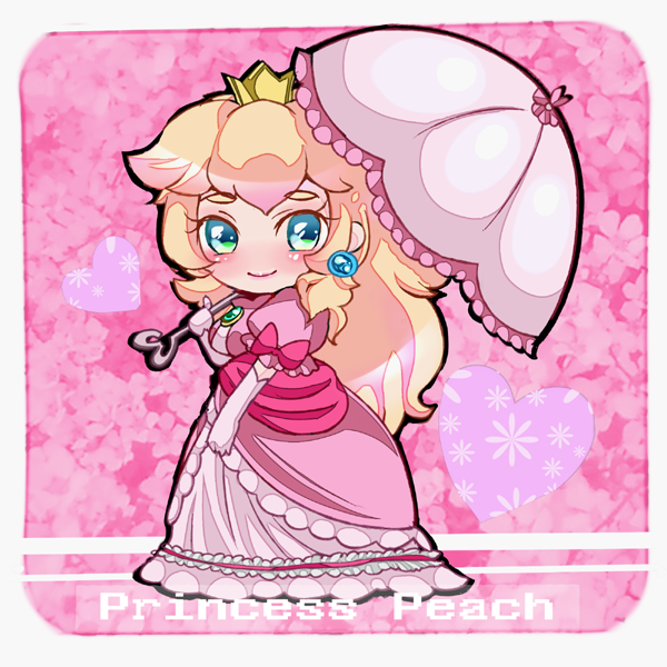 Safebooru - chibi crown dress parasol princess peach solo super mario ...