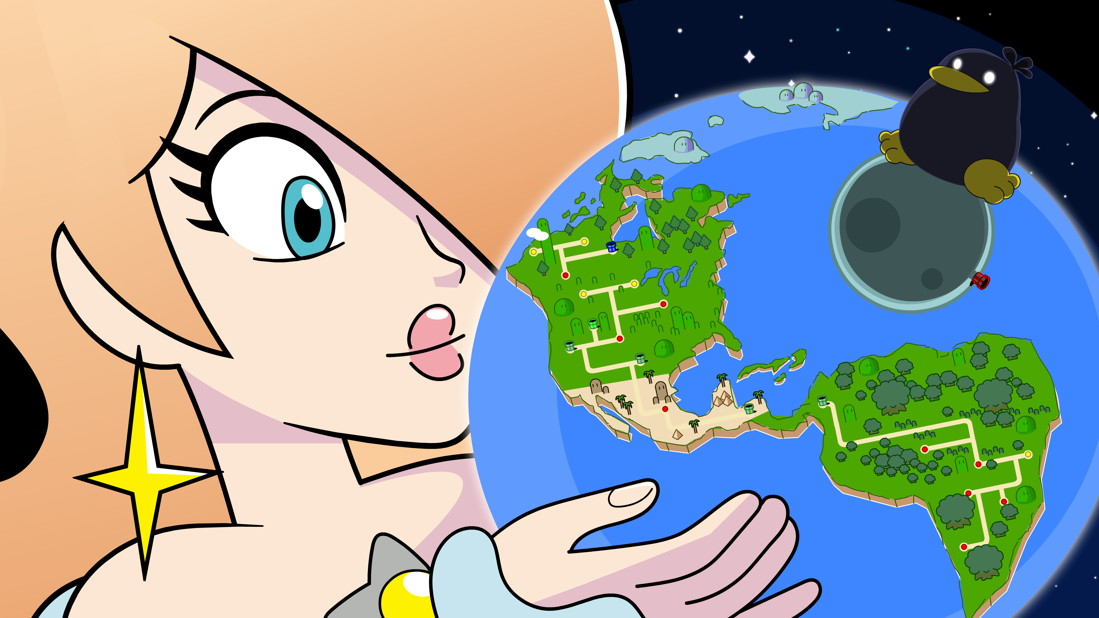 Safebooru Absurdres Blonde Hair Blue Eyes Earth Planet Full Moon