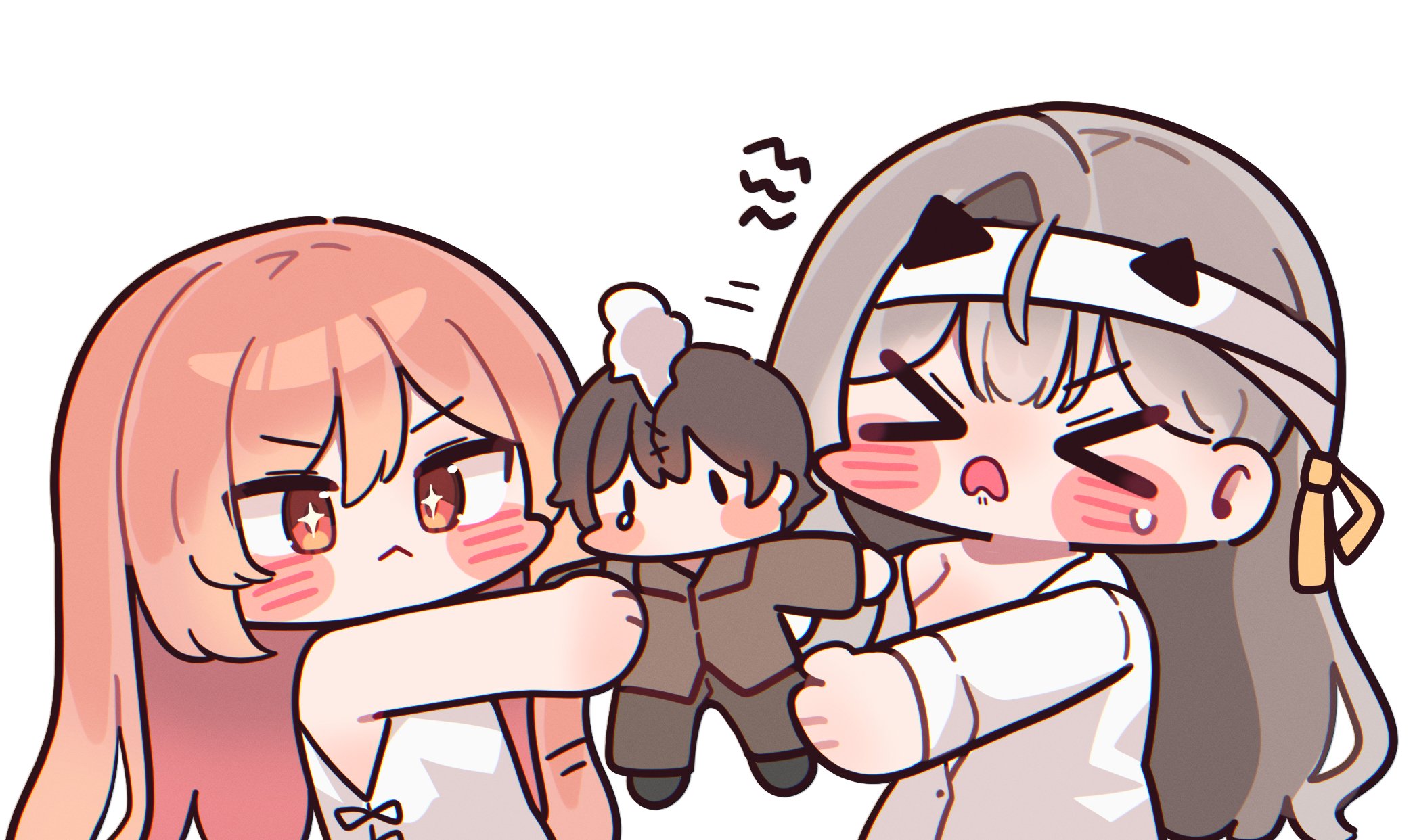 Safebooru - 2girls bandaged hand bandaged head bandages blush breasts ...