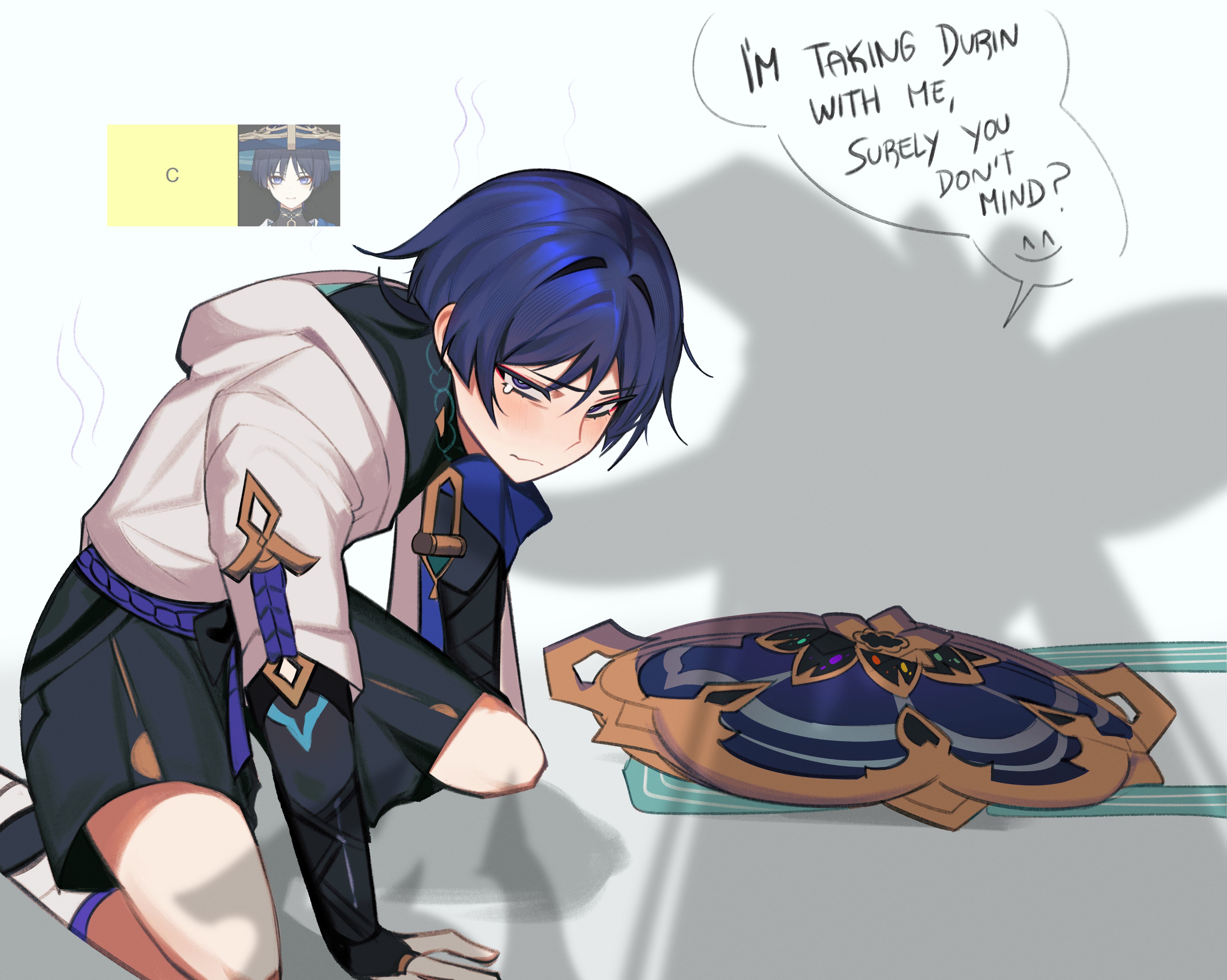 Safebooru - 1boy 1girl absurdres armor blue hair blush closed mouth ...