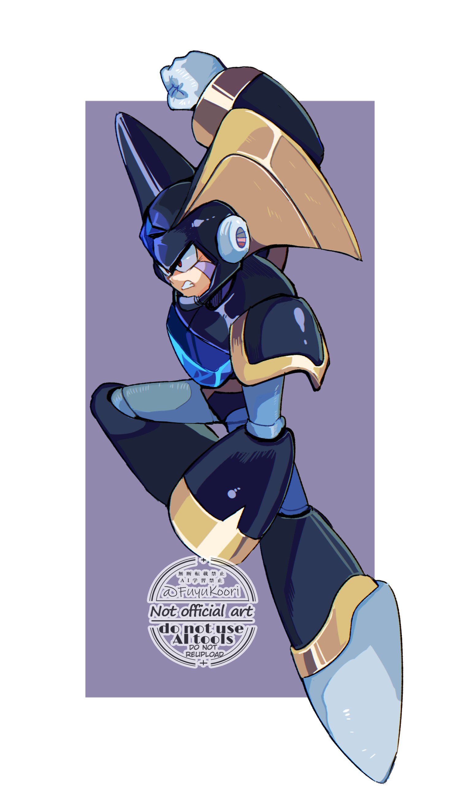 Safebooru - 1boy absurdres arm cannon armor bass (mega man) black armor ...