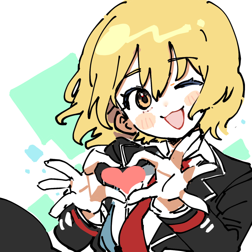 Safebooru - 1girl :3 black coat blonde hair coat collared shirt don ...