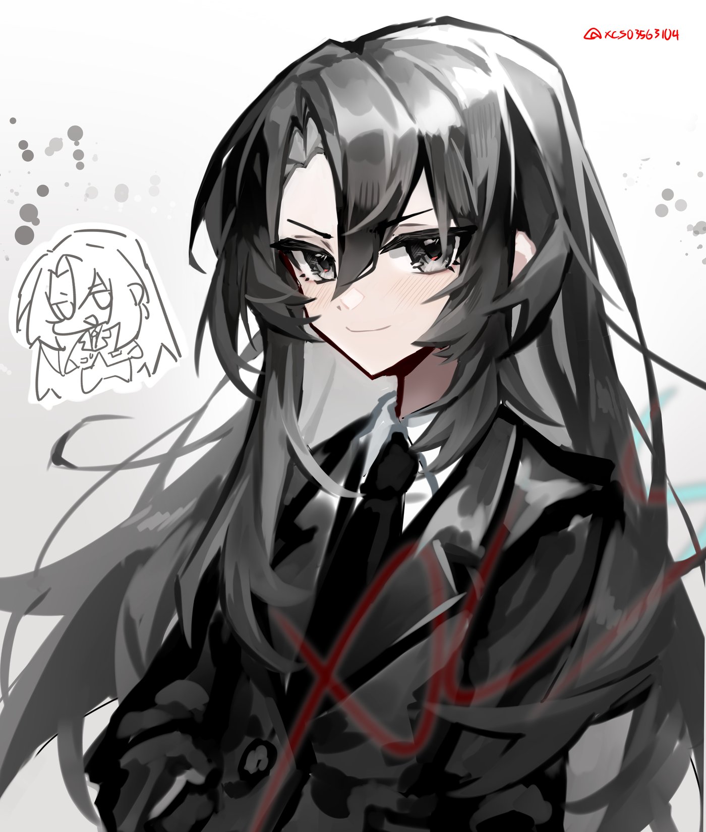 Safebooru - 1girl black eyes black hair black jacket black necktie ...
