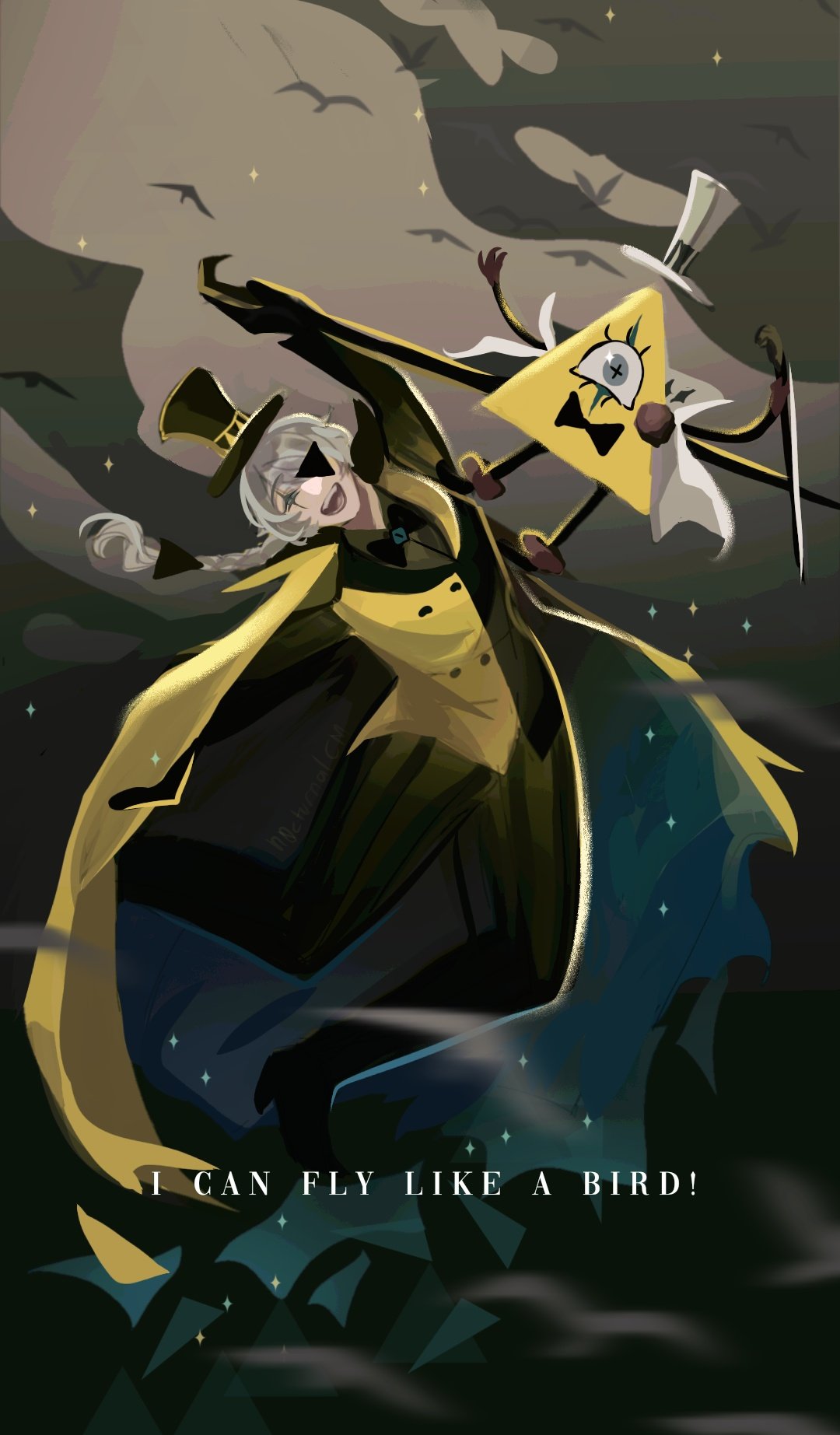 Safebooru - 1boy bill cipher black shirt black vest blue eyes bow ...