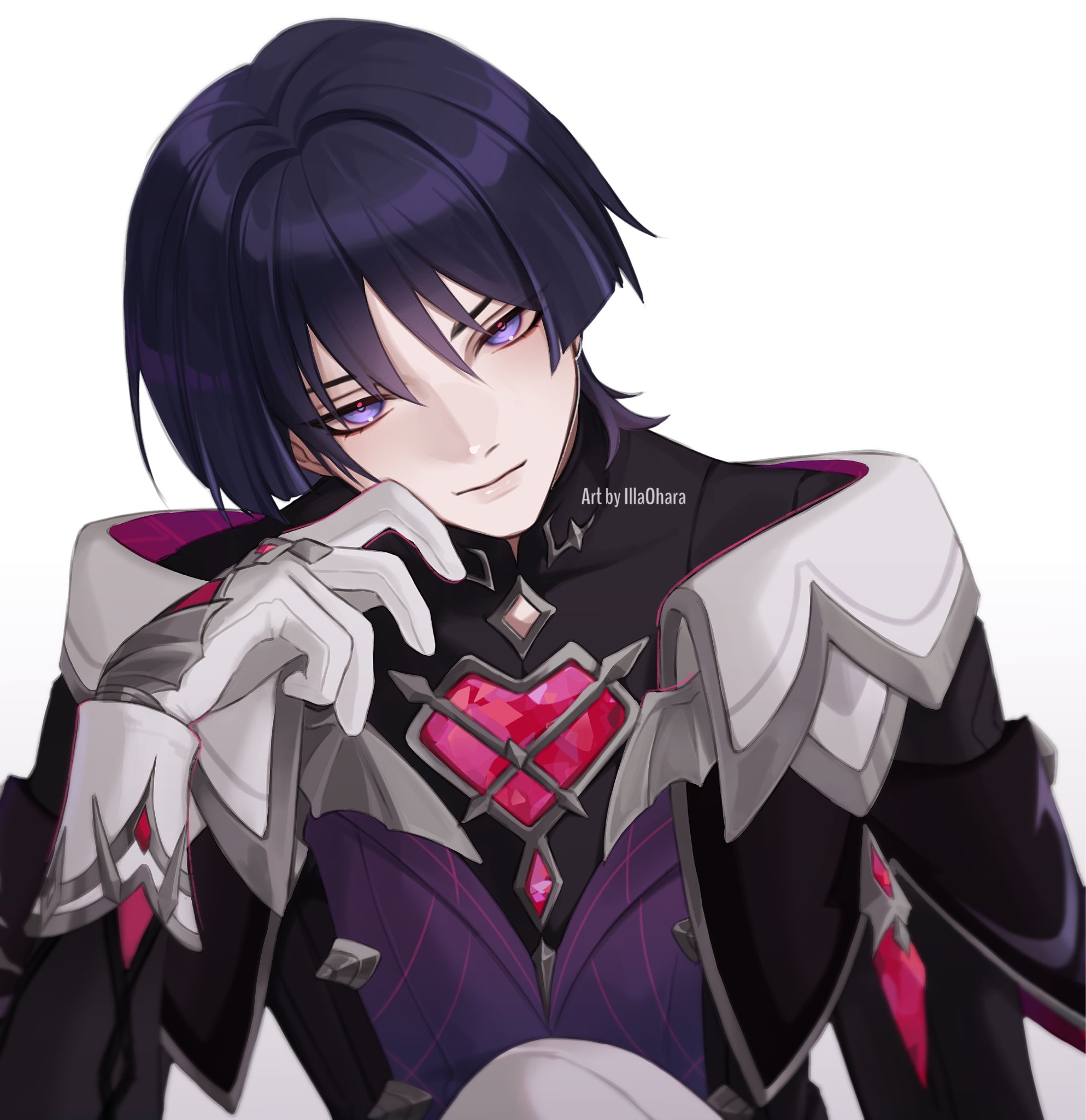 Safebooru - 1boy arm at side artist name black coat black hair black ...