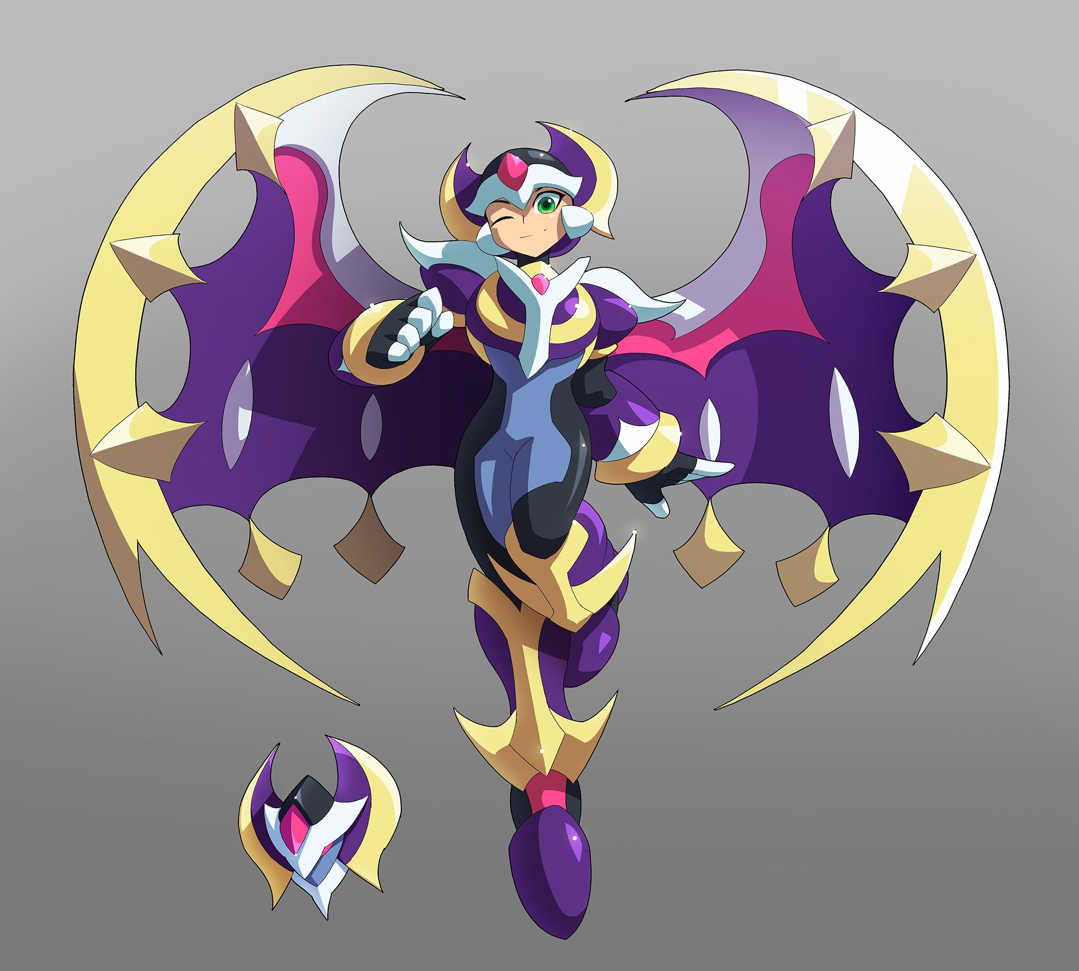 Safebooru - 1girl aile (mega man zx) alternate costume bat wings ...