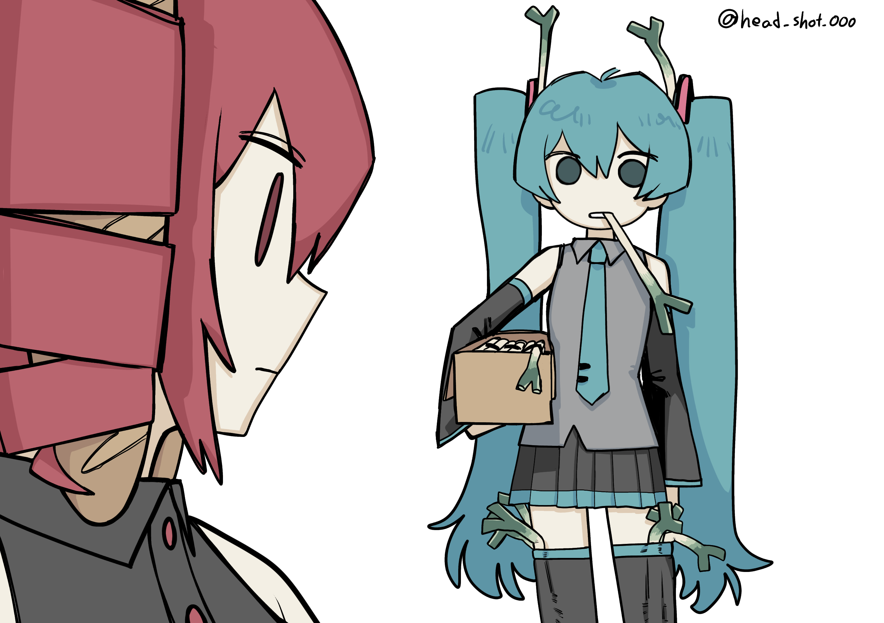 Safebooru - 2girls :| ahoge aqua eyes aqua hair aqua necktie artist ...