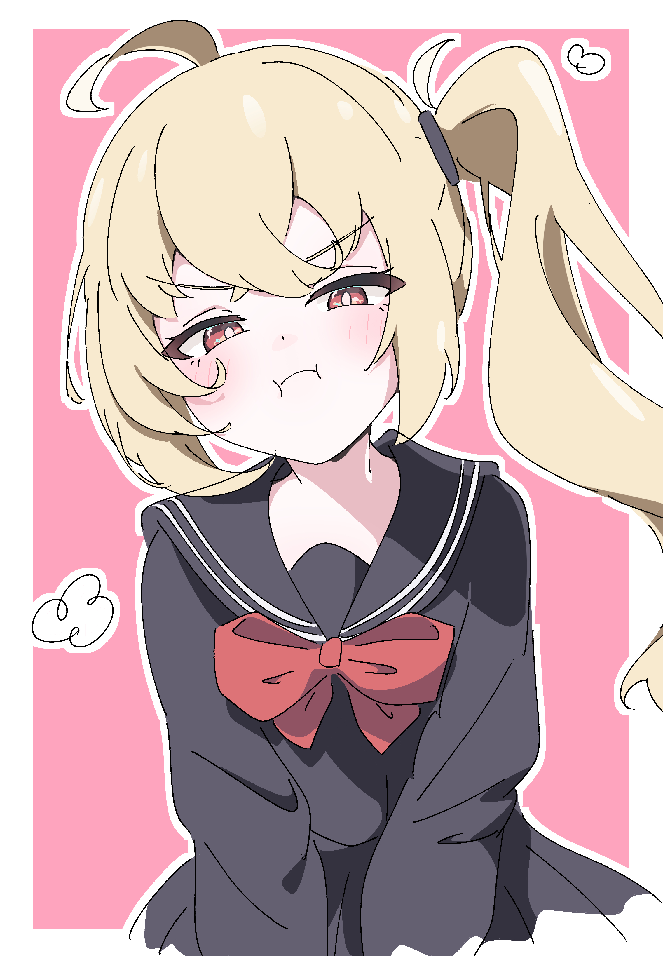 Safebooru - 1girl :i absurdres ahoge alternate costume black serafuku ...