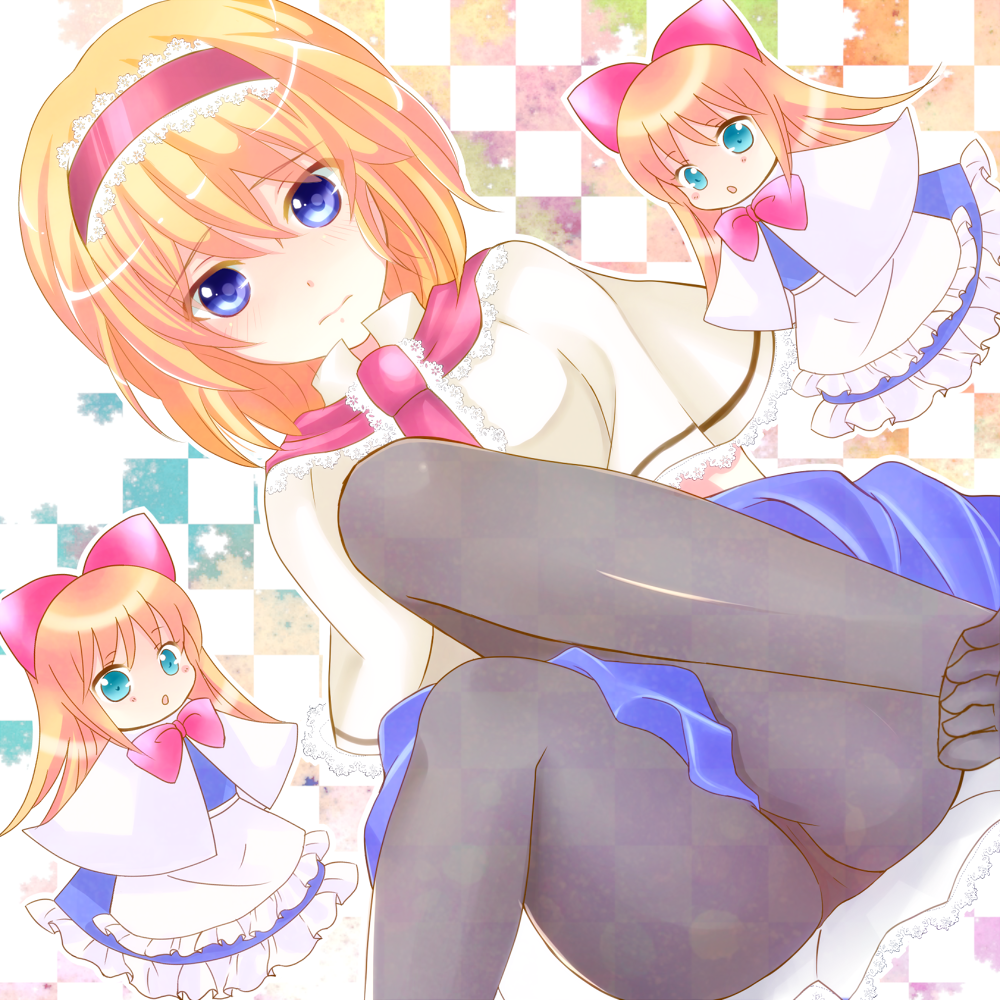Safebooru - alice margatroid black legwear black pantyhose blonde hair blue eyes blush bow ...