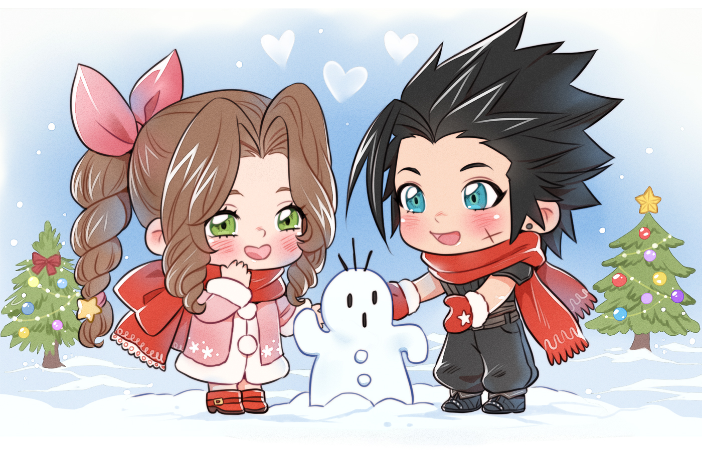 Safebooru - 1boy 1girl aerith gainsborough armor baggy pants black hair ...