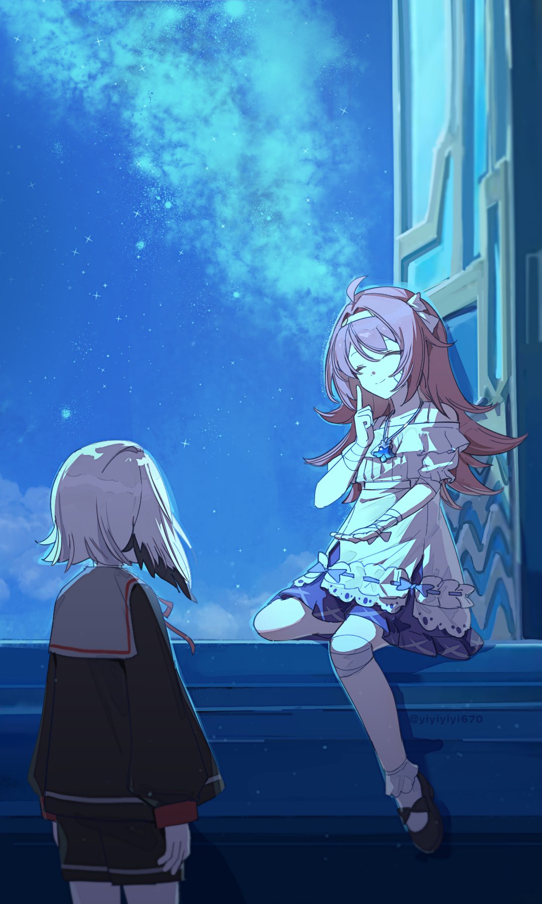 Safebooru - 2girls arlecchino (genshin impact) bandage on knee bandaged ...