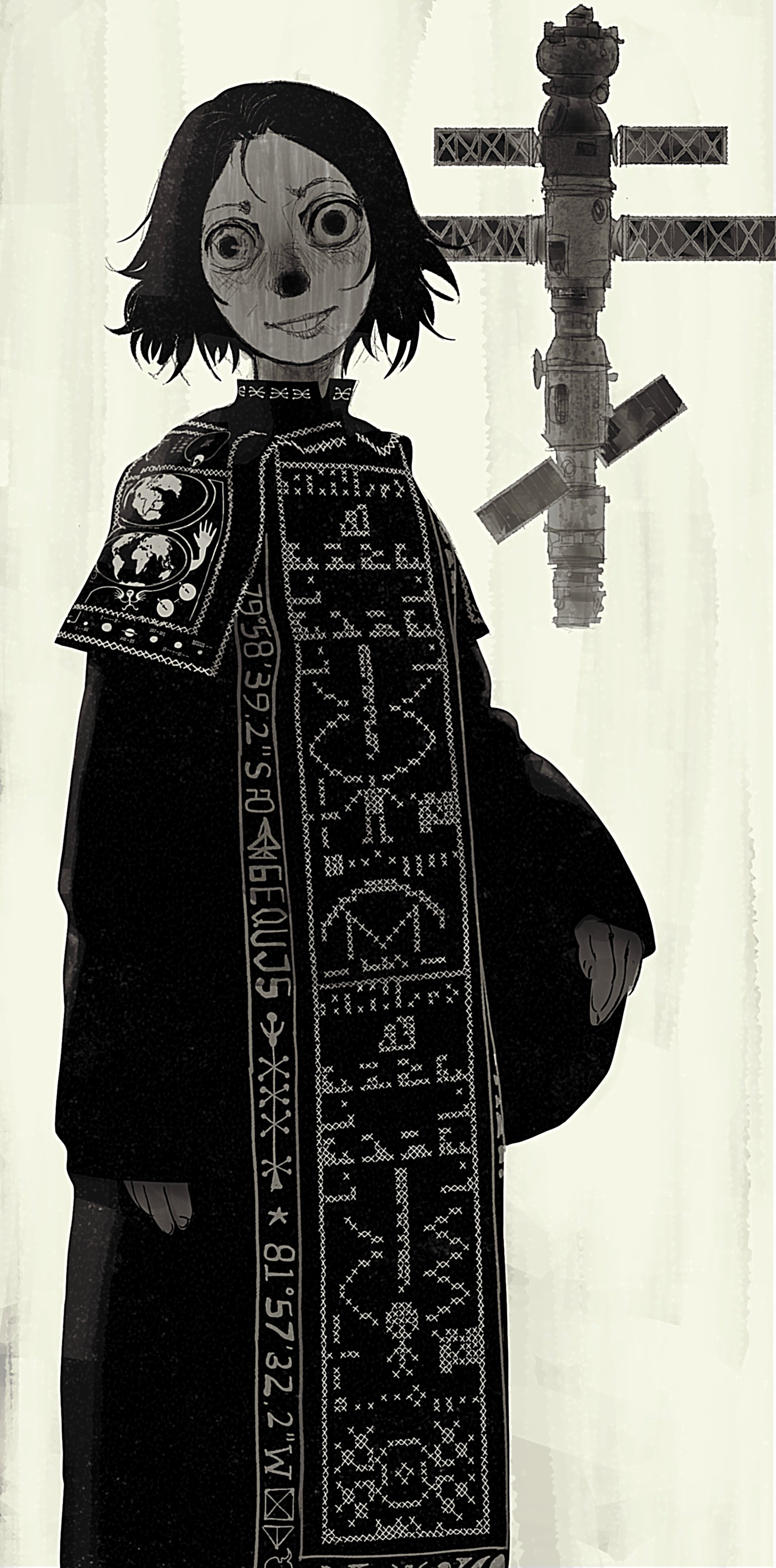 Safebooru - 1other absurdres arecibo message black robe crazy eyes ...