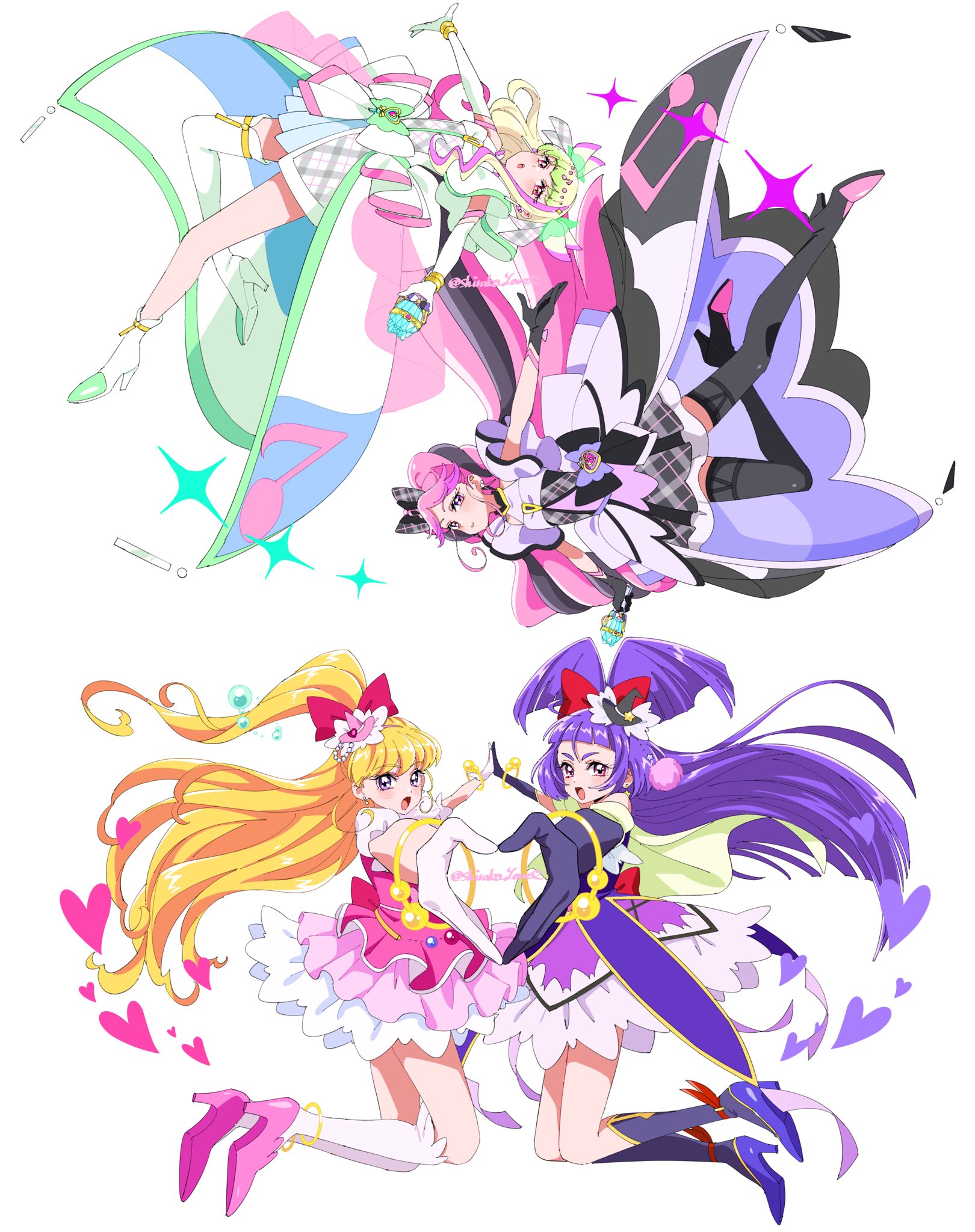 Safebooru - 4girls artist name asahina mirai asymmetrical legwear back ...