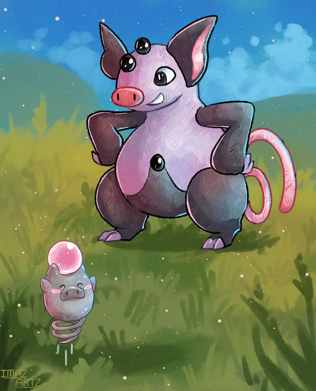 Safebooru - artist name blue sky bouncing clouds commentary day english ...